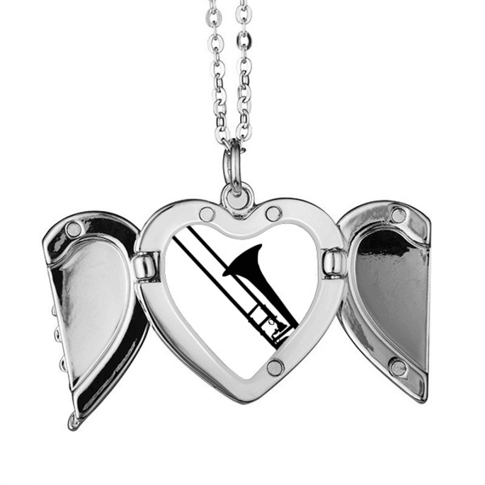 tromb classical music instrument pattern angel wings necklpendant ...