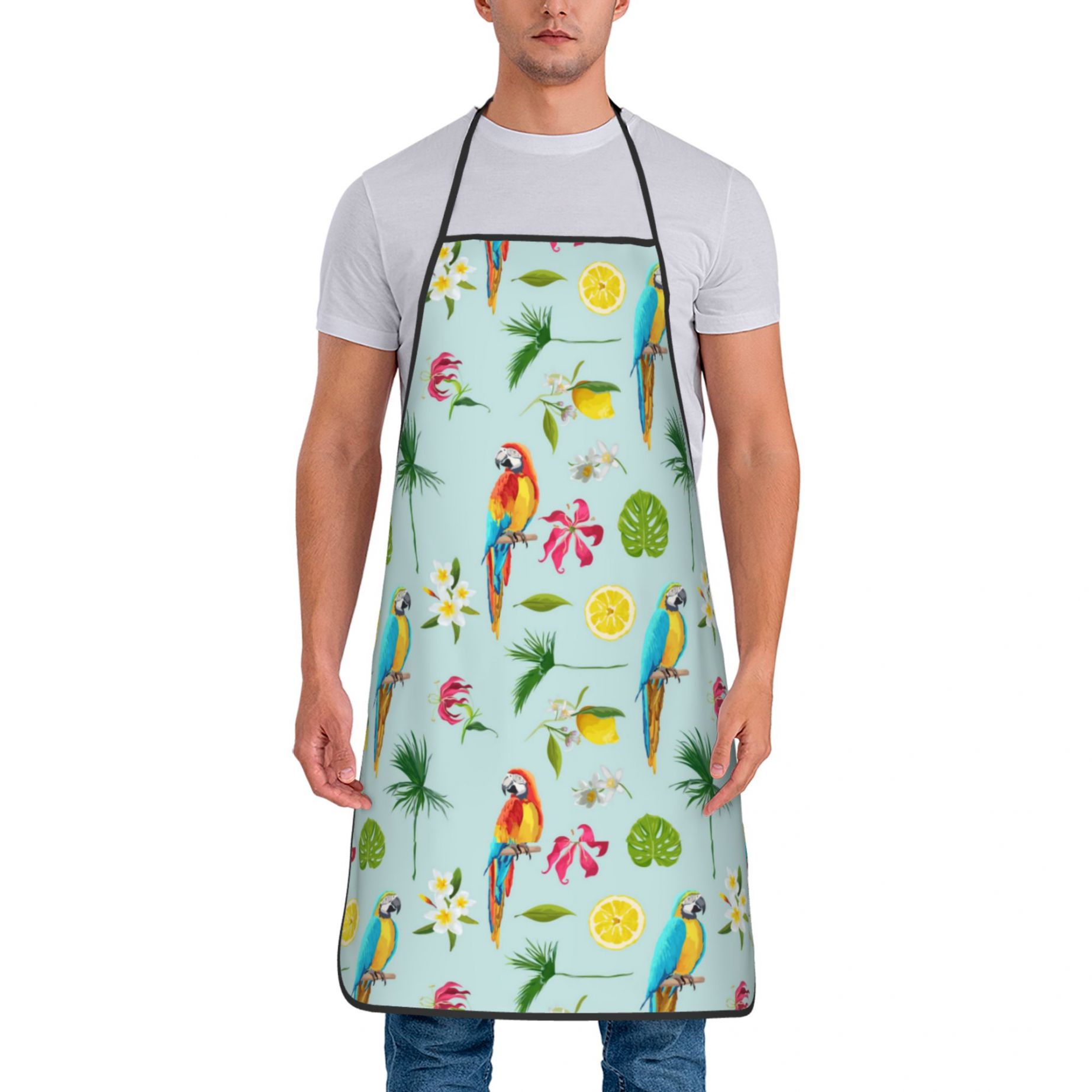 tropical parrots Aprons for Women Men Waterproof Apron Kitchen Chef ...