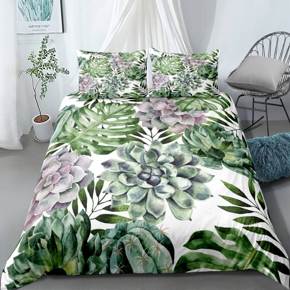 tropical plants 3d floral duvet cover set king queen double full twin ...
