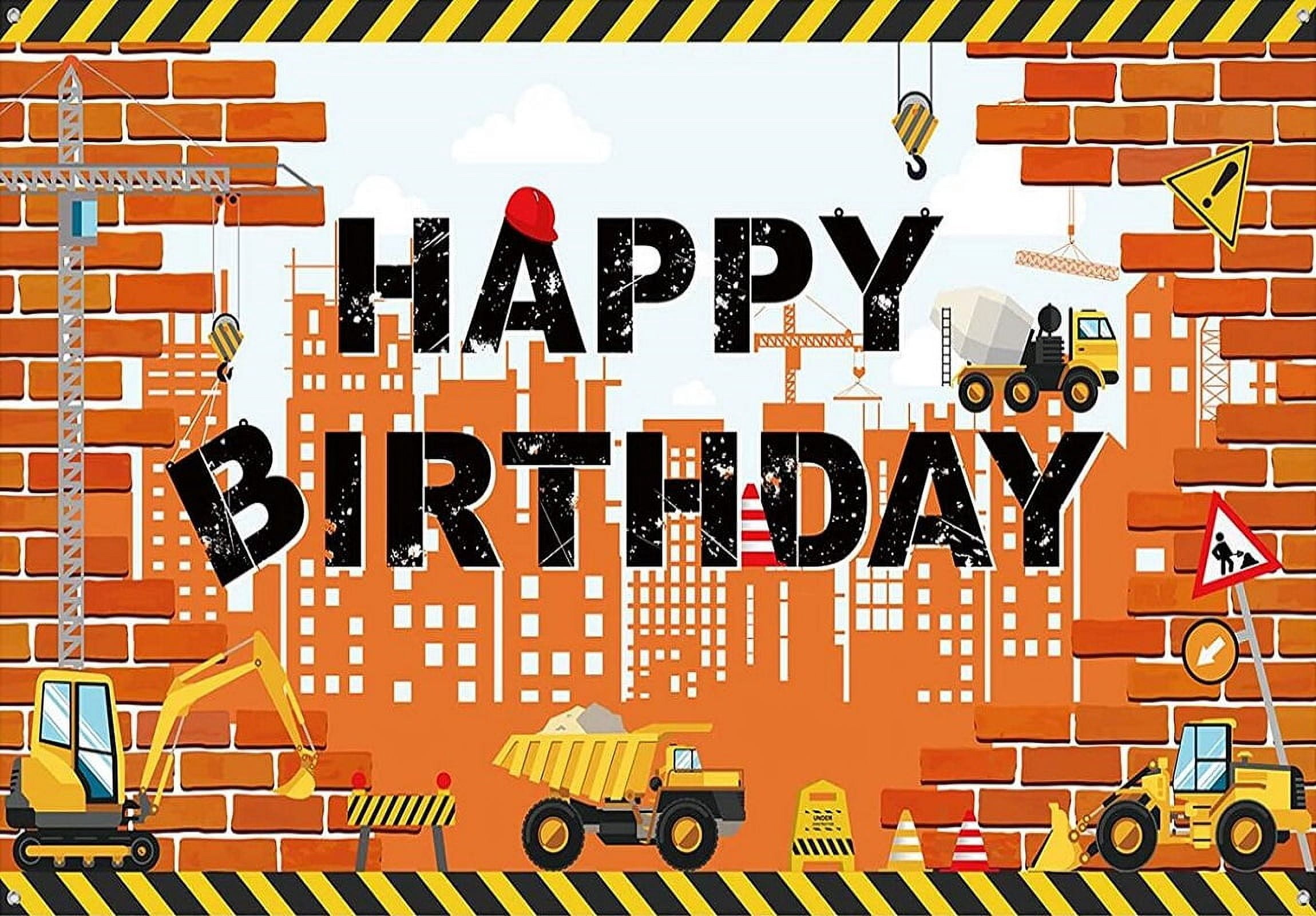 truction Dump Truck Theme Excavator Kids Background Photo Party Baby ...