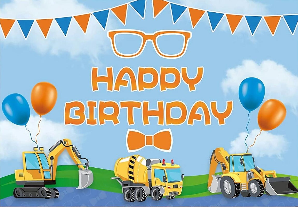 truction Dump Truck Theme Excavator Kids Background Photo Party Baby ...