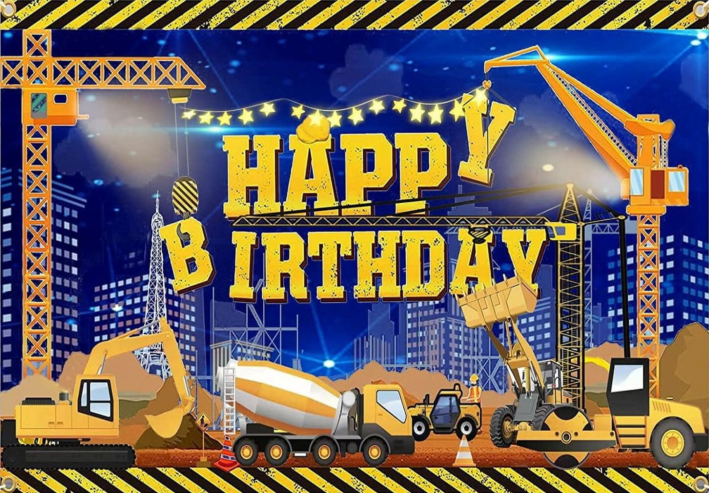 truction Dump Truck Theme Excavator Kids Background Photo Party Baby ...