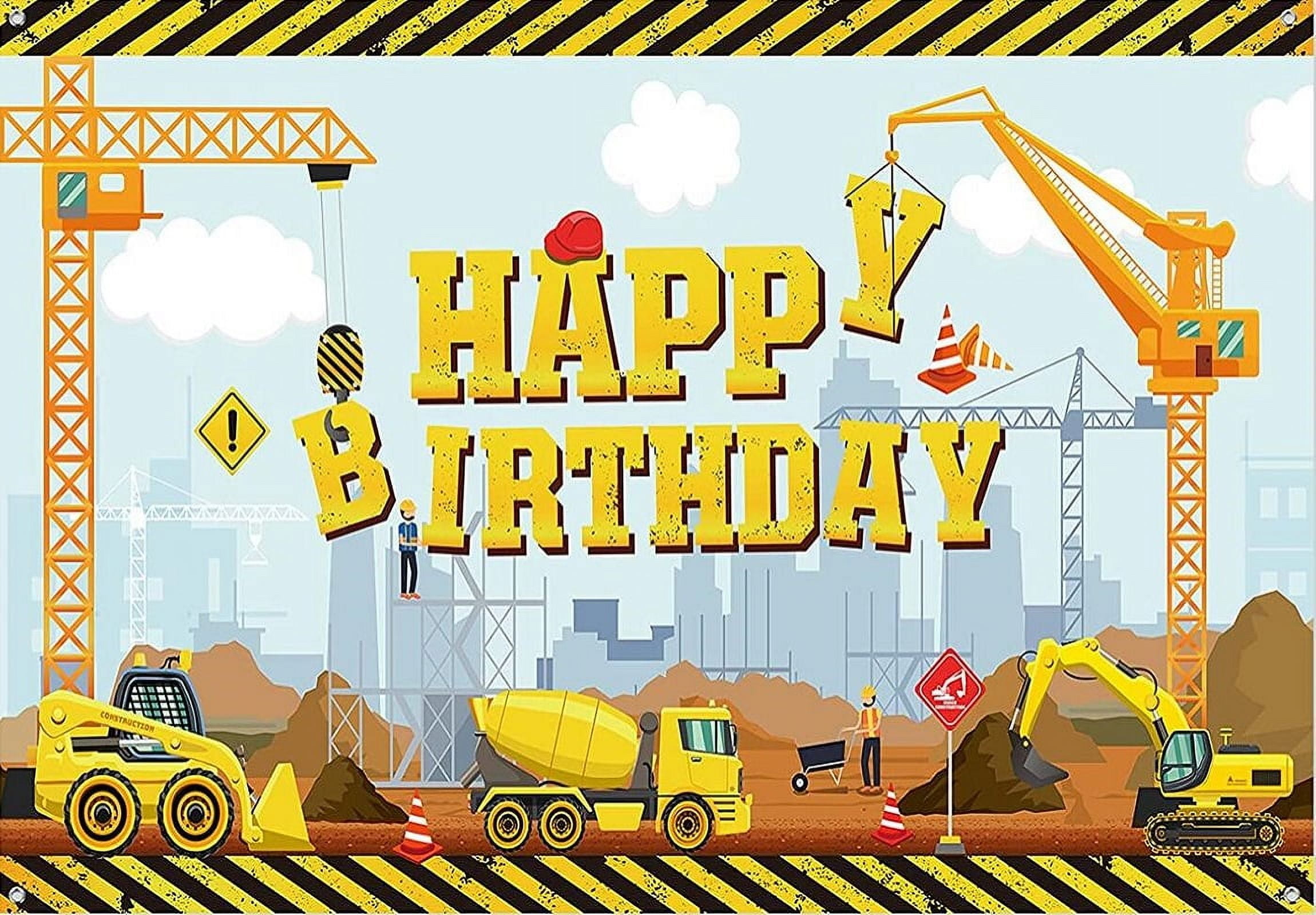 truction Dump Truck Theme Excavator Kids Background Photo Party Baby ...