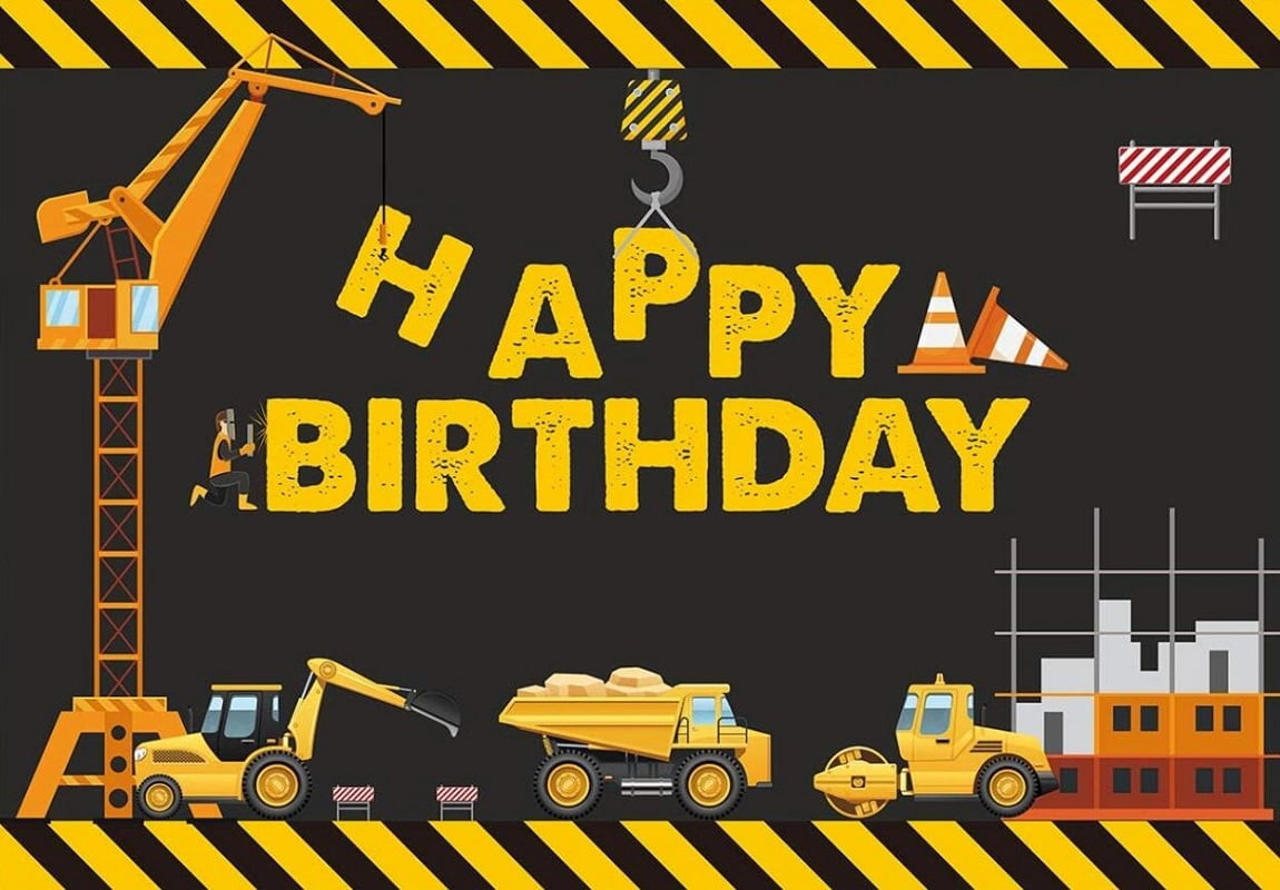 truction Dump Truck Theme Excavator Kids Background Photo Party Baby ...