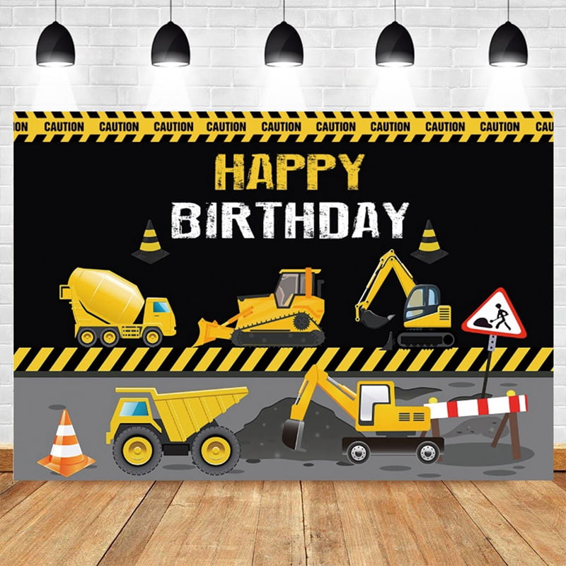 truction Engineering Vehicle Excavator Newborn Baby Shower Boy Birthday ...