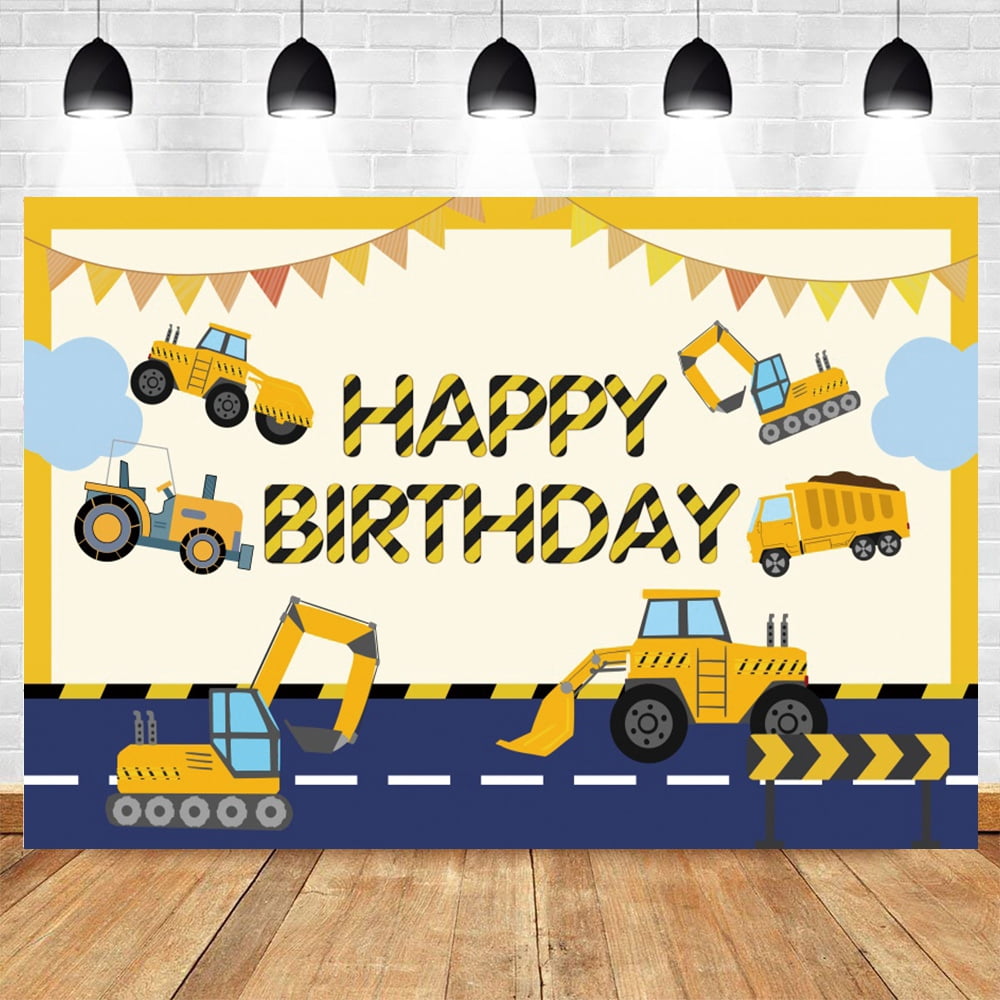 truction Engineering Vehicle Excavator Newborn Baby Shower Boy Birthday ...
