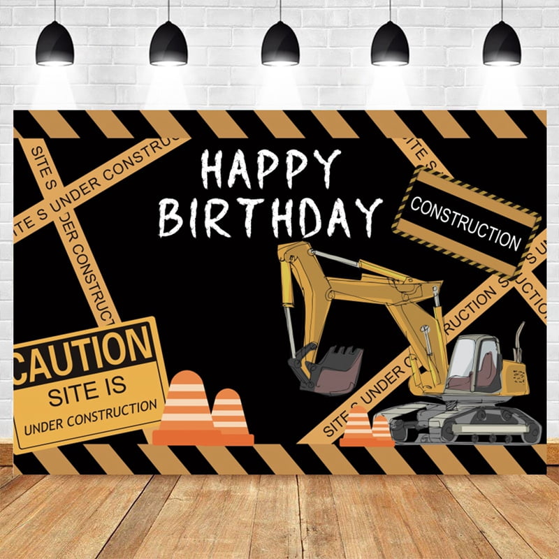 truction Engineering Vehicle Excavator Newborn Baby Shower Boy Birthday ...