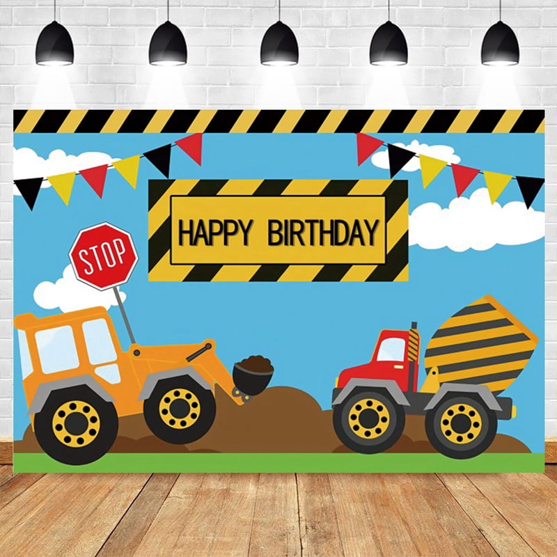 truction Engineering Vehicle Excavator Newborn Baby Shower Boy Birthday ...
