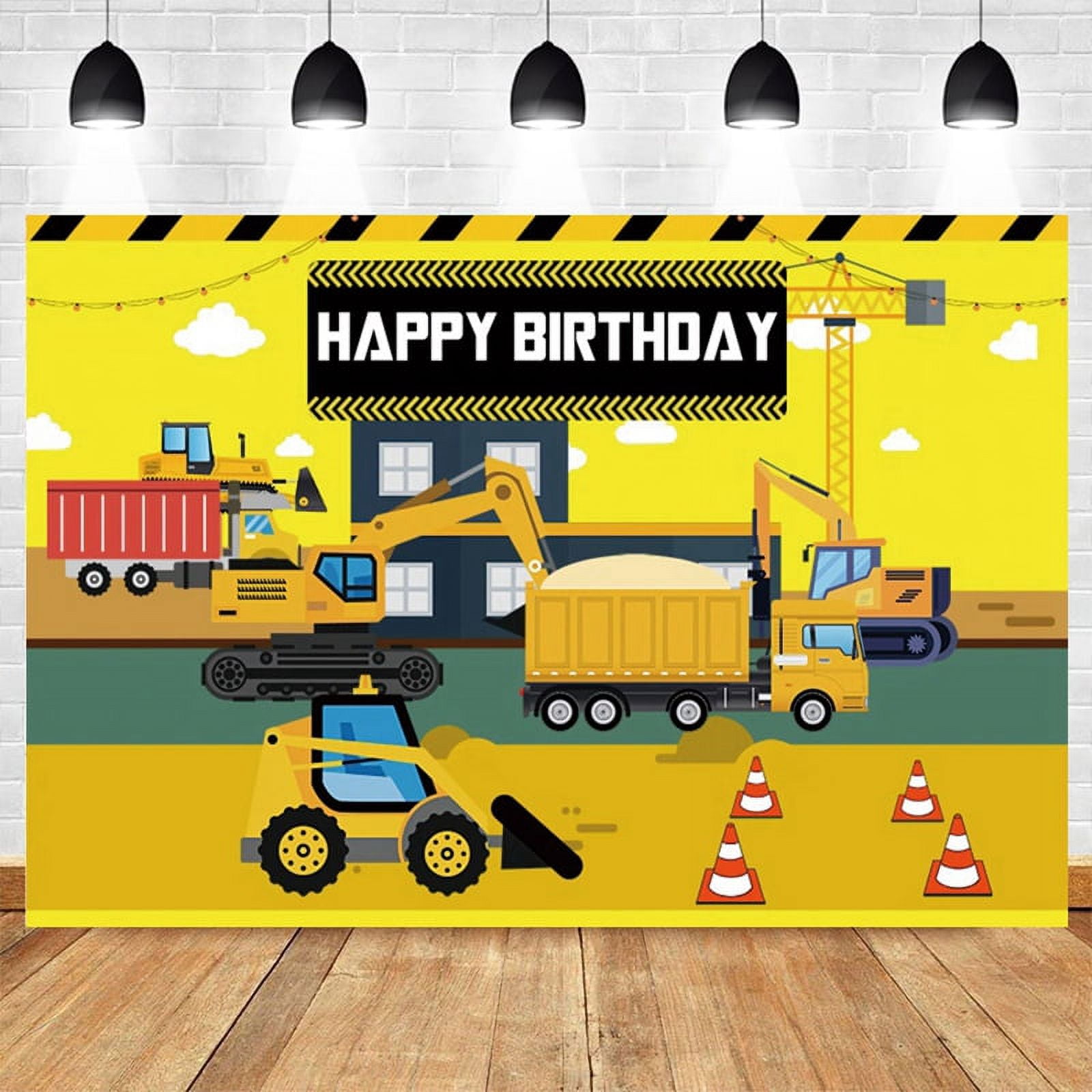 truction Engineering Vehicle Excavator Newborn Baby Shower Boy Birthday ...