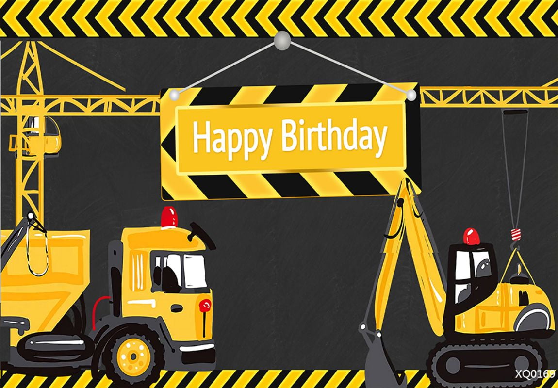 truction Machinery Background Bulldozer Baby Shower Banner Birthday ...