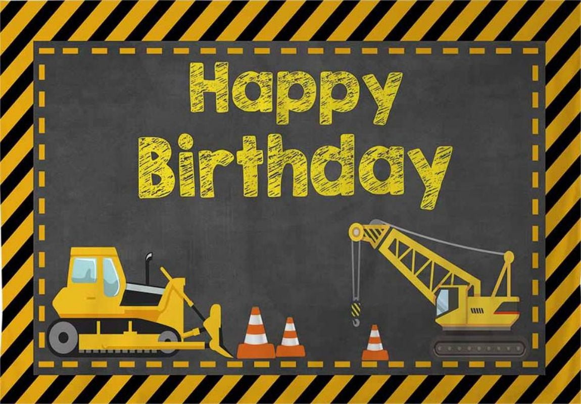 truction Machinery Background Bulldozer Baby Shower Banner Birthday ...
