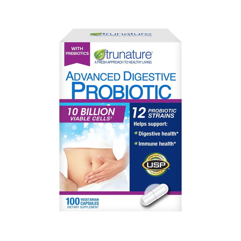 trunature Advanced Digestive Probiotic - 100 Capsules - Walmart.com