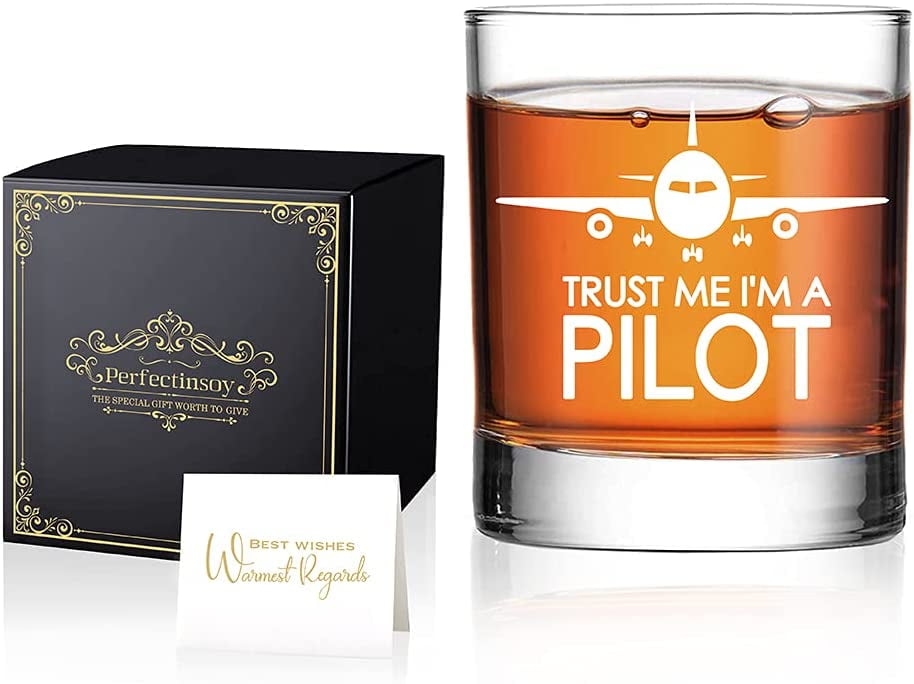 **trust me i'm a pilot whiskey glass with gift box, retired pilot ...