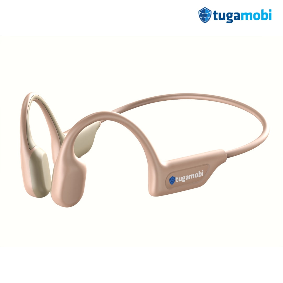 tugamobi SA04 Wireless On-Ear Bone Conduction Headphones, Beige, Open Ear Design, 8 Hours ...