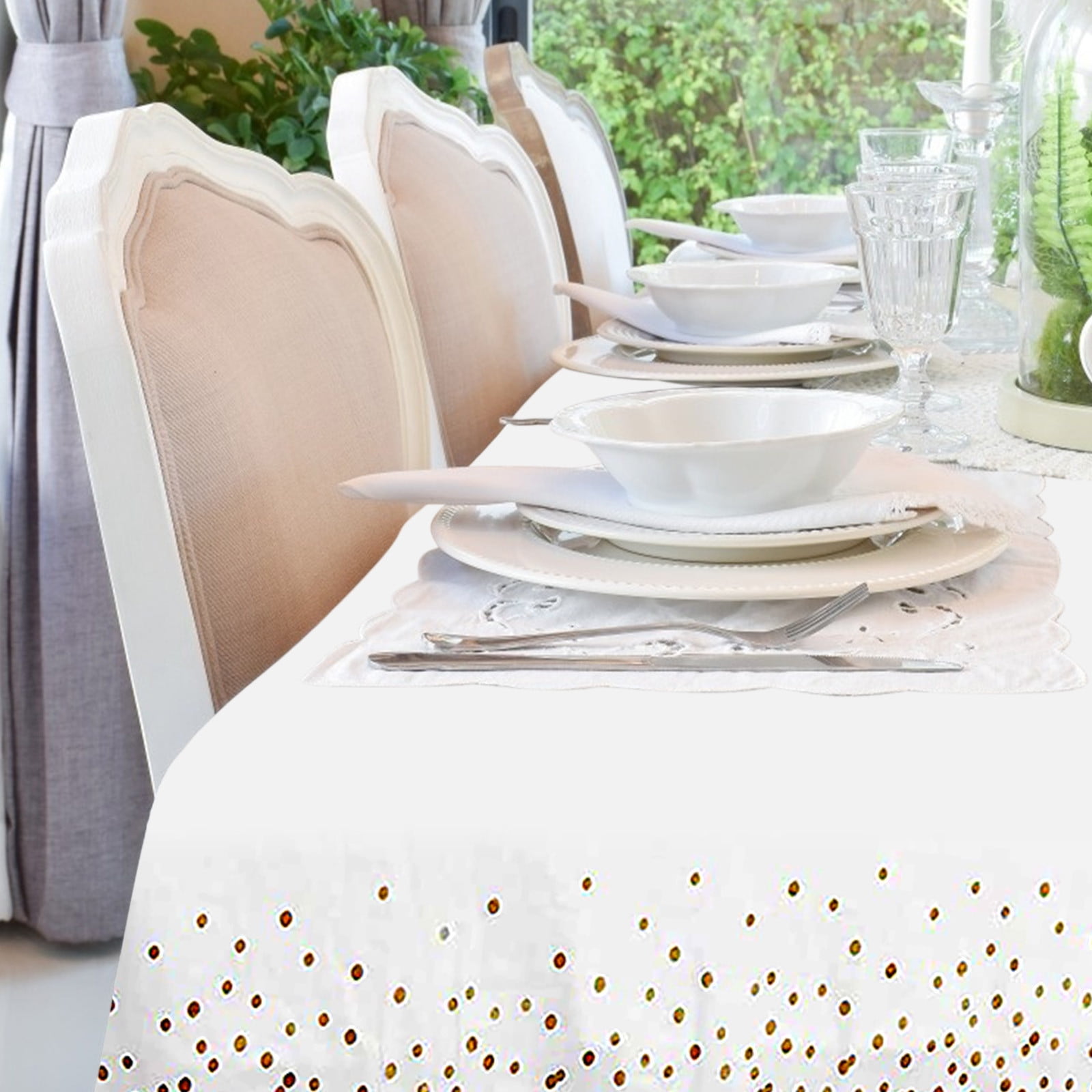 tumgatte Gold-knit Disposable Tablecloths | Plastic Tablecloths | White ...