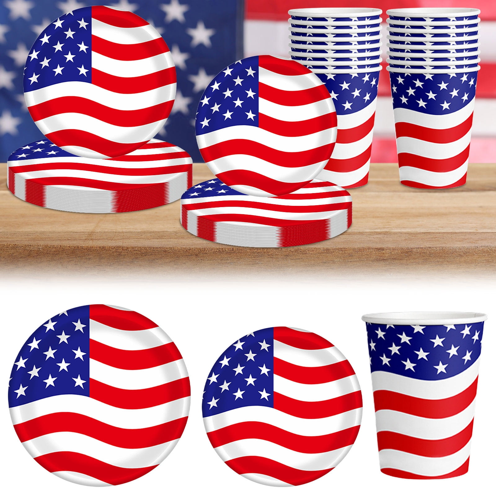 Tupukom 4th of July Day Patriotic Decorations Dinner Party Tableware ...
