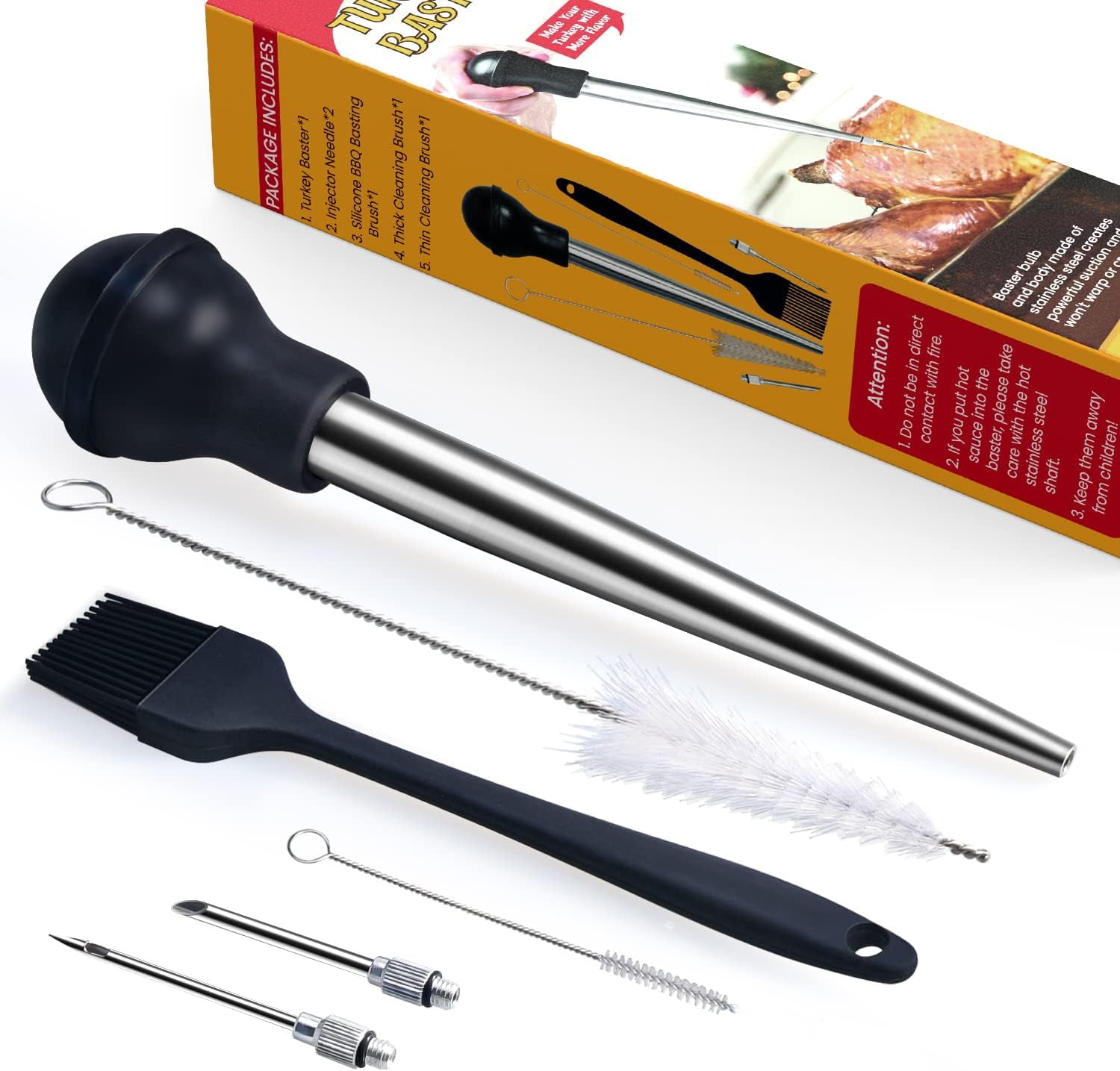 turkey baster, stainless steel baster for cooking with marinade ...