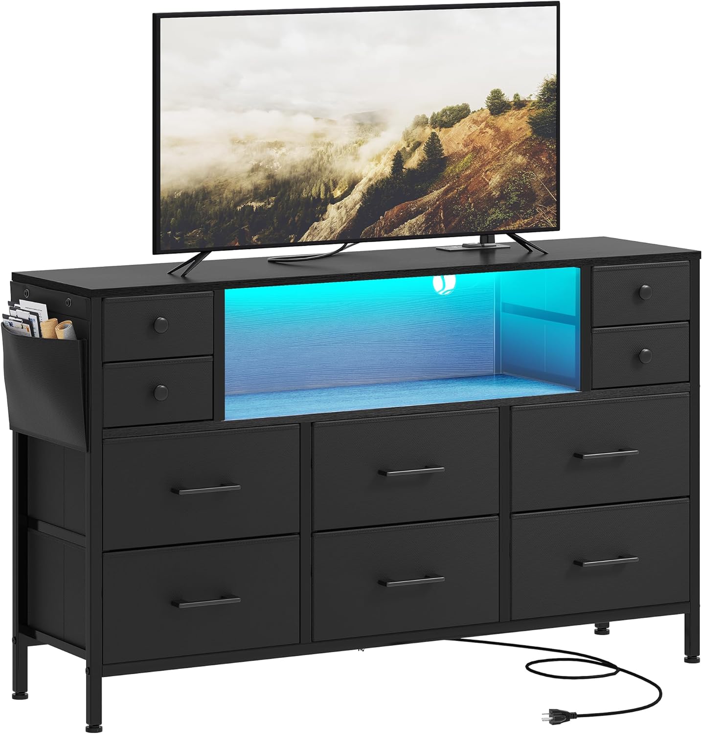 TV Stand with Charging Station, Dresser TV Stand for 55'', 10 Drawer ...