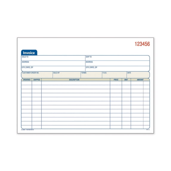 two-part invoice book, two-part carbonless, 5.56 x 8.44, 50 forms total ...