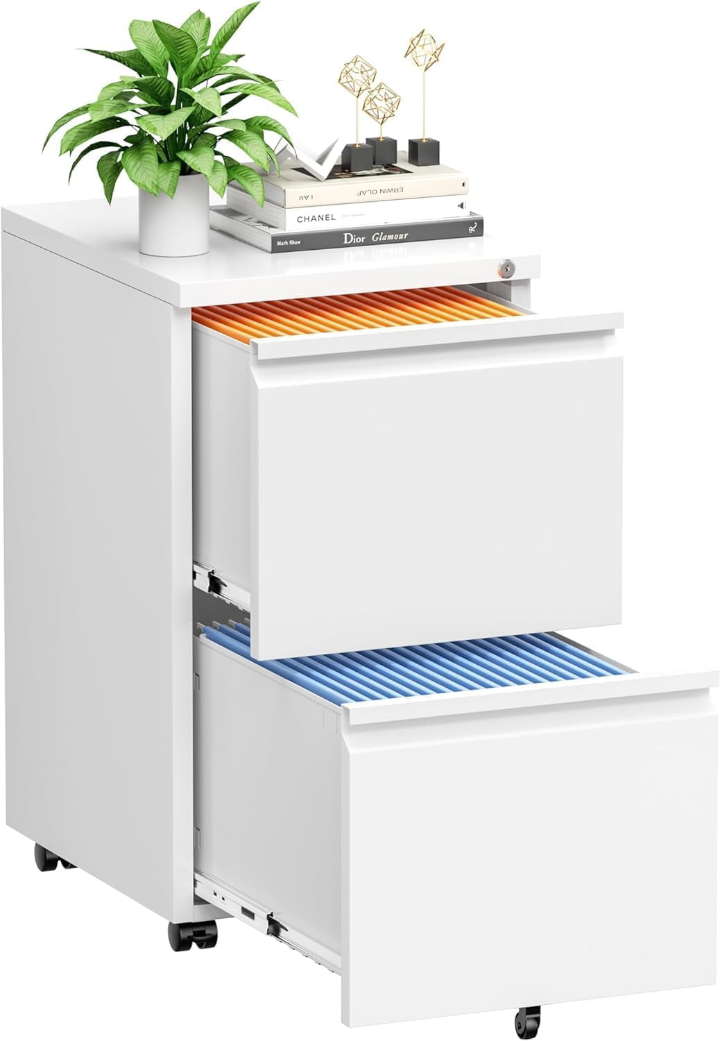 tyfdxgvb 3-Drawer Mobile File Cabinet - Lockable Metal Rolling Cabinet ...