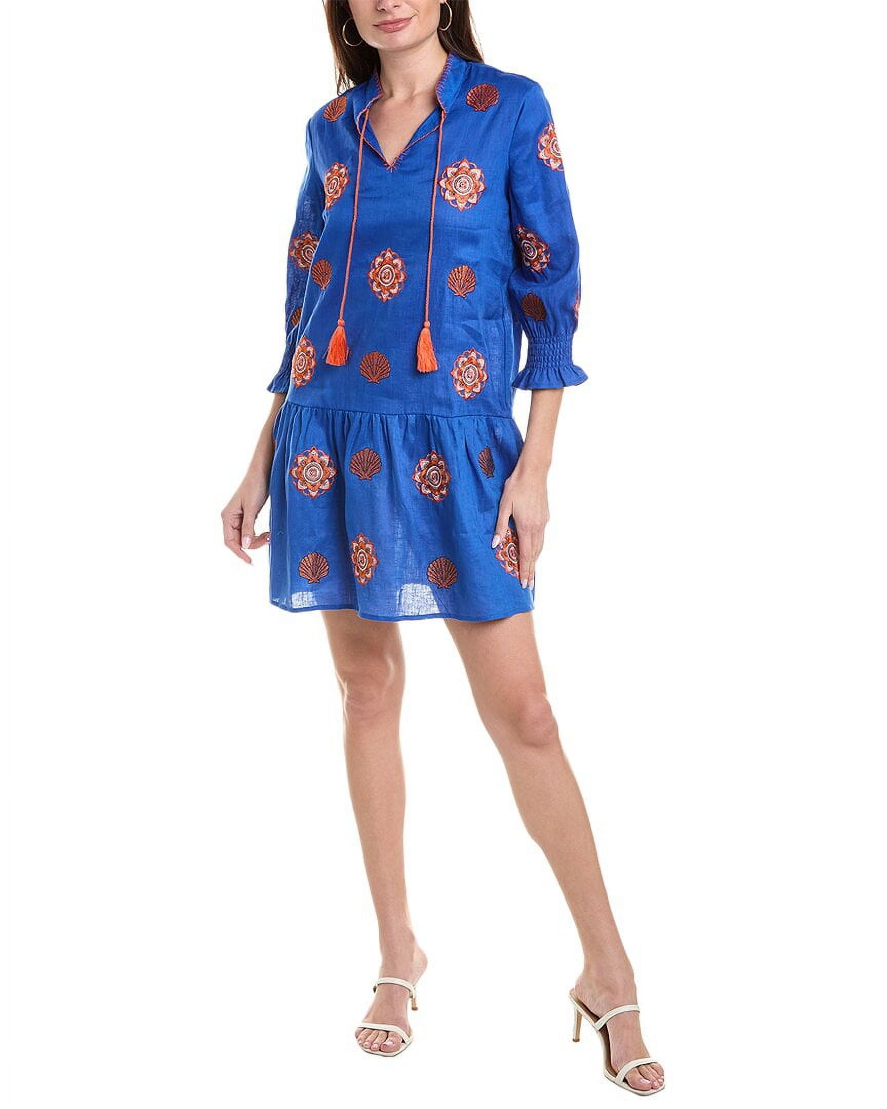 tyler böe womens Niki Embroidered Linen Topper Dress, XS, Blue ...