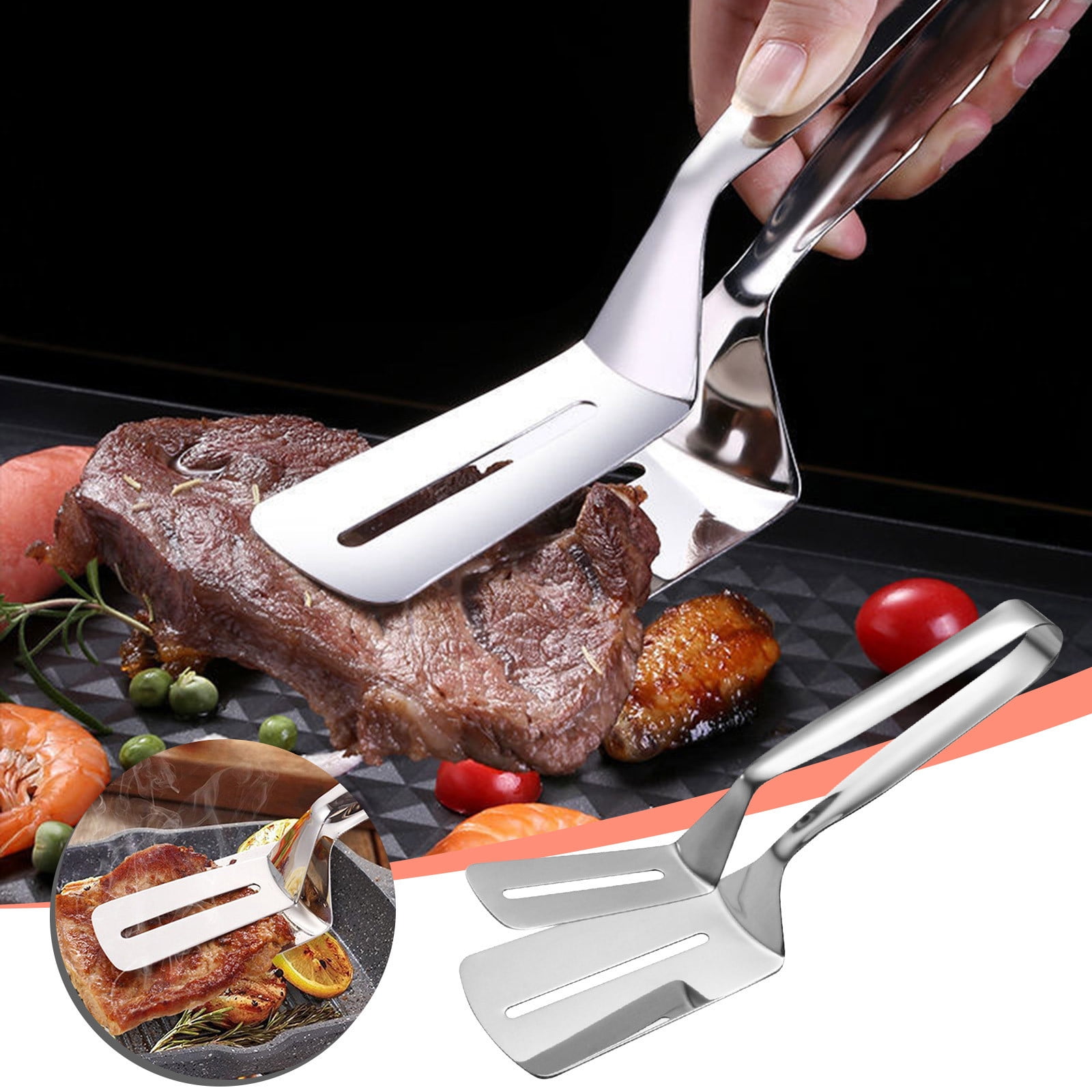 tzyudk 304 Stainless Steel Steak Shovel Barbecue Clip Grilled Fish Clip ...