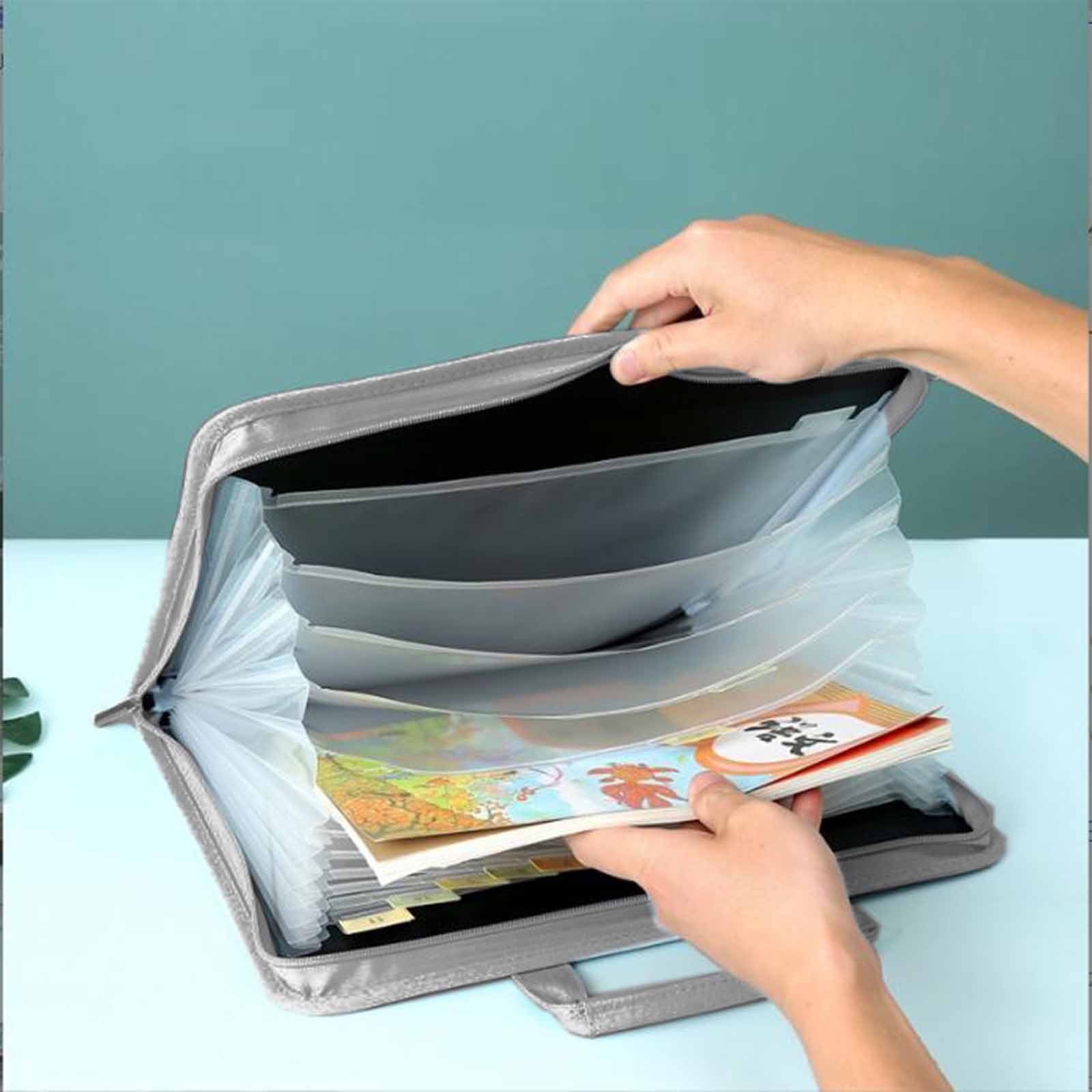 tzyudk Canvas Accordion File Organizer, Portable Expanding File Folders ...