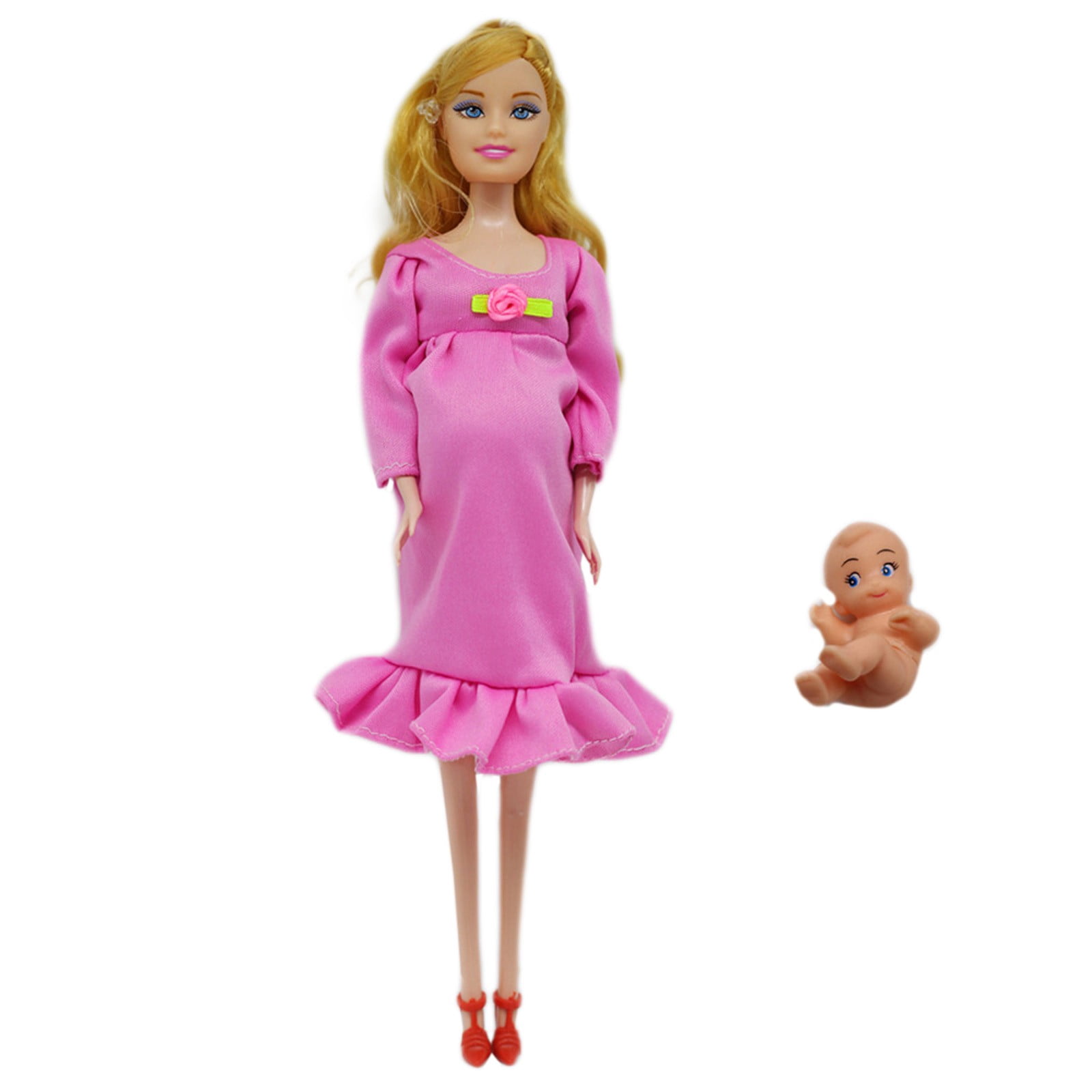 tzyudk Pink Interactive Surprise Mommy Doll Set 30Cm Removable Belly ...