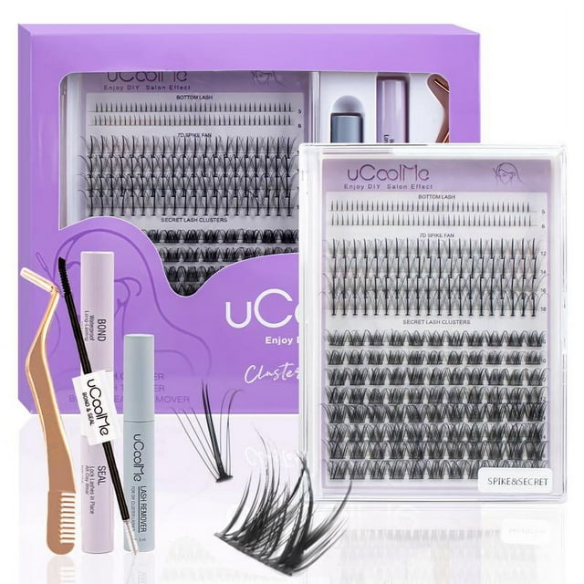 uCoolMe DIY Lash Extension Kit Clusters Individual Lashes Kit Beginner ...