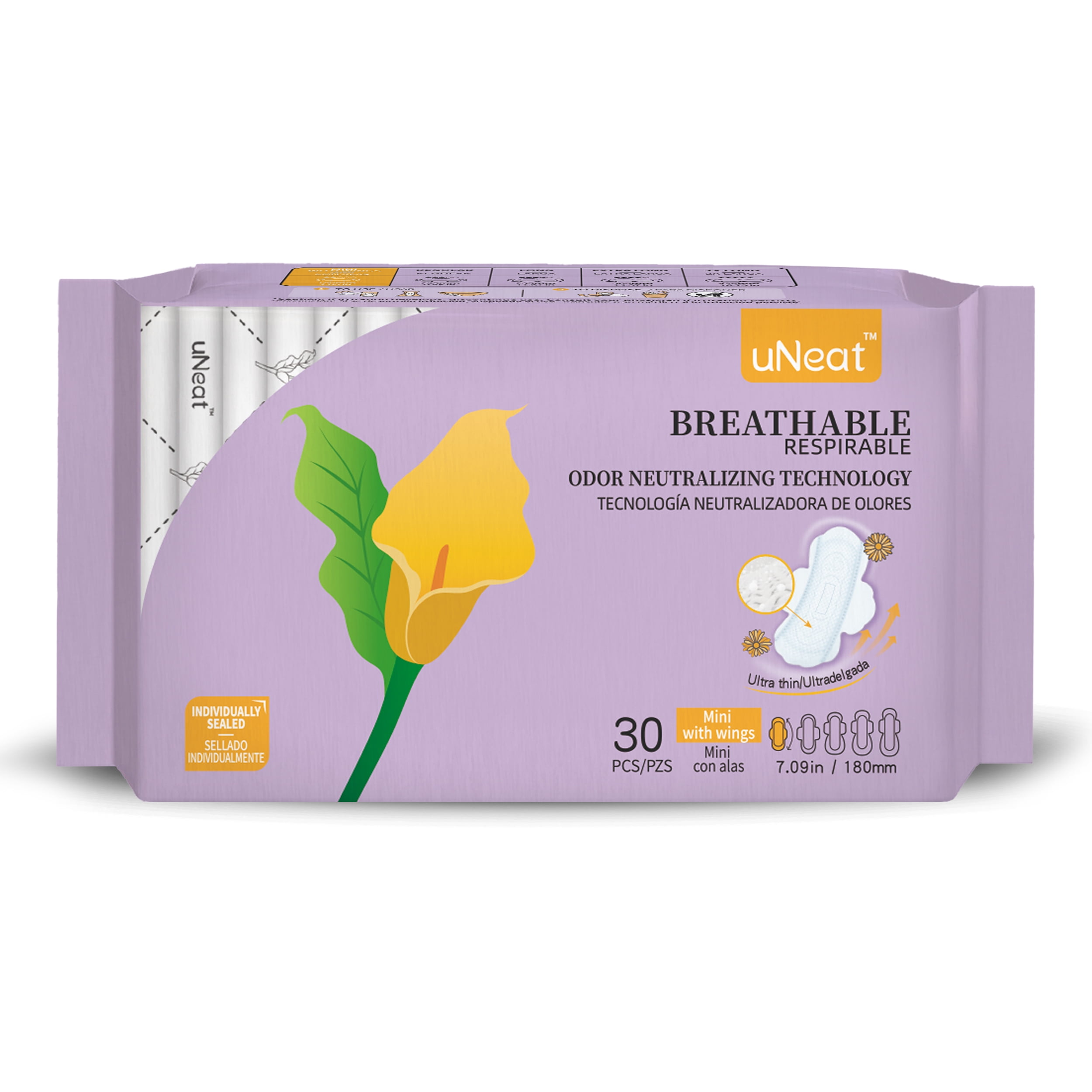 uNeat Ultra Thin Breathable Feminine Pad/Liner with Wings for Women ...