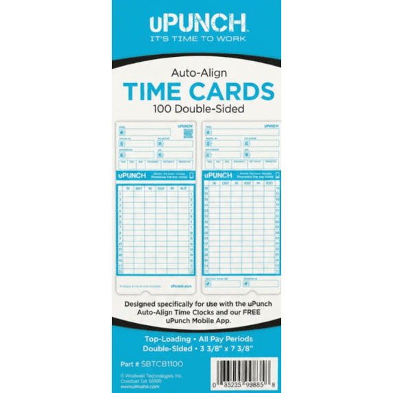 uPunch Auto-Align Double-Sided Time Cards, 100 Count - Walmart.com