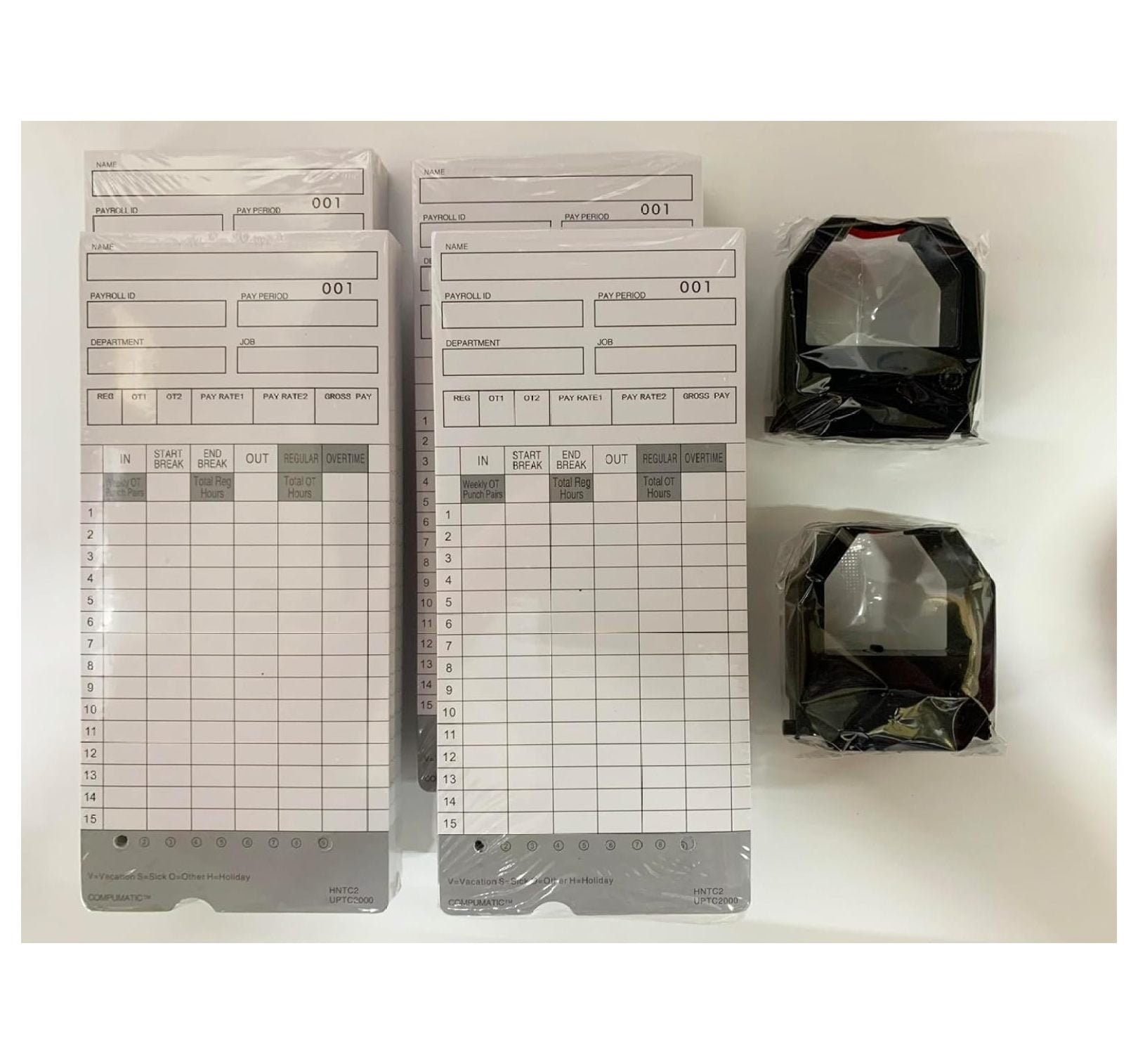 uPunch HN2000 HN4000 accessory bundle, 200 time cards and 2 new ribbon ...