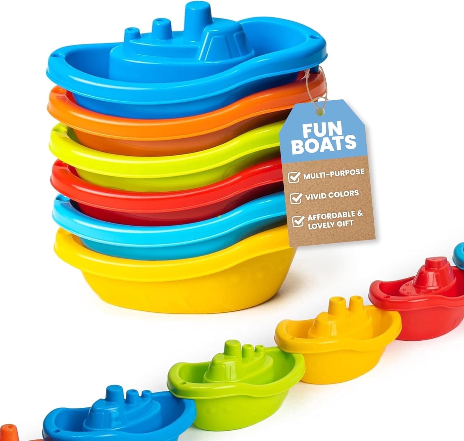 UTOYZ Stackable Toy Boat, 6pcs Educational Water Toys for Toddlers 1-3 ...