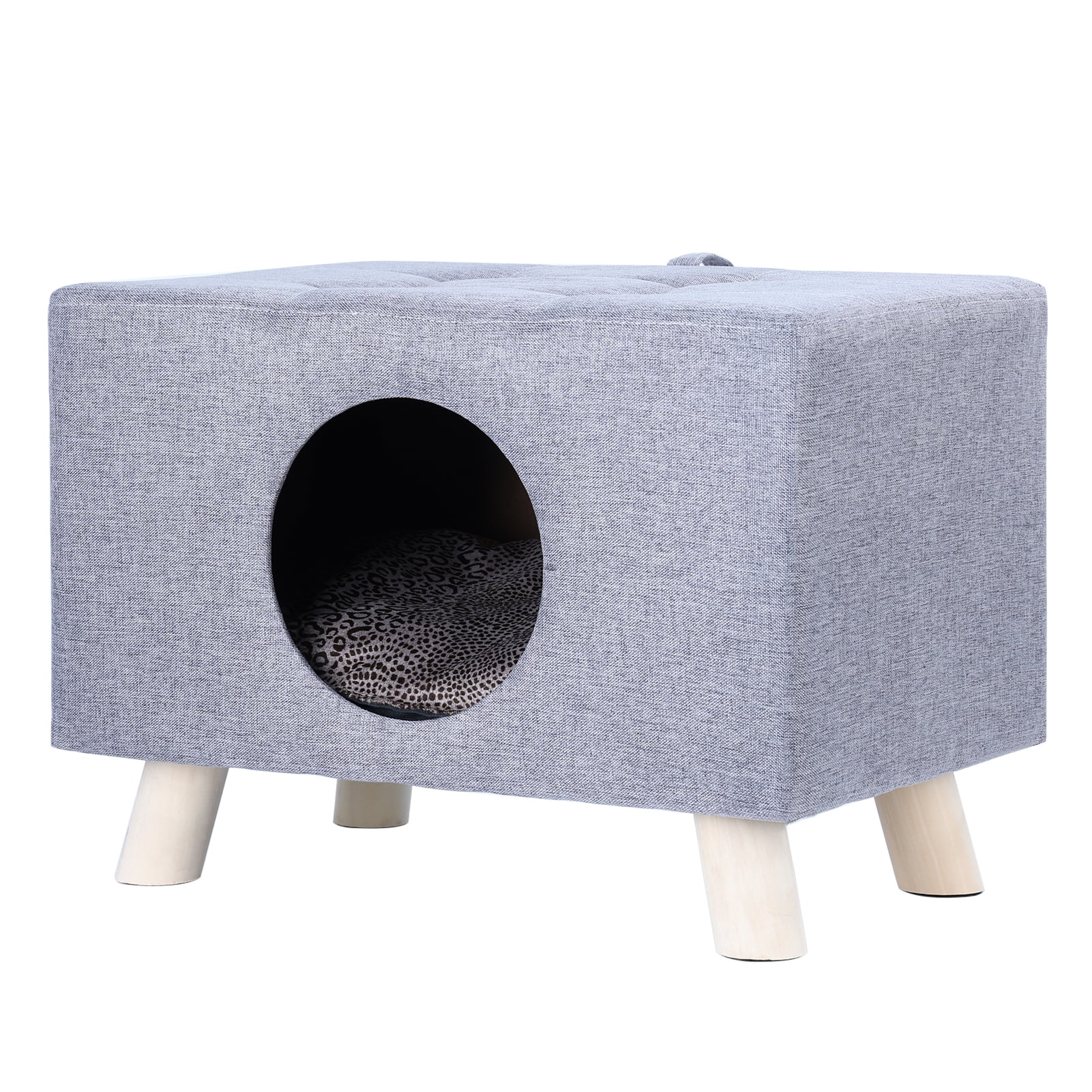 uawhw Cat Nest, Pet House Bench, Wood Pet House Cat Cave with Mat, Pet ...
