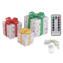 vidaXL Christmas Gift Boxes 3 Pcs Decorative Xmas Gift Box with LED ...