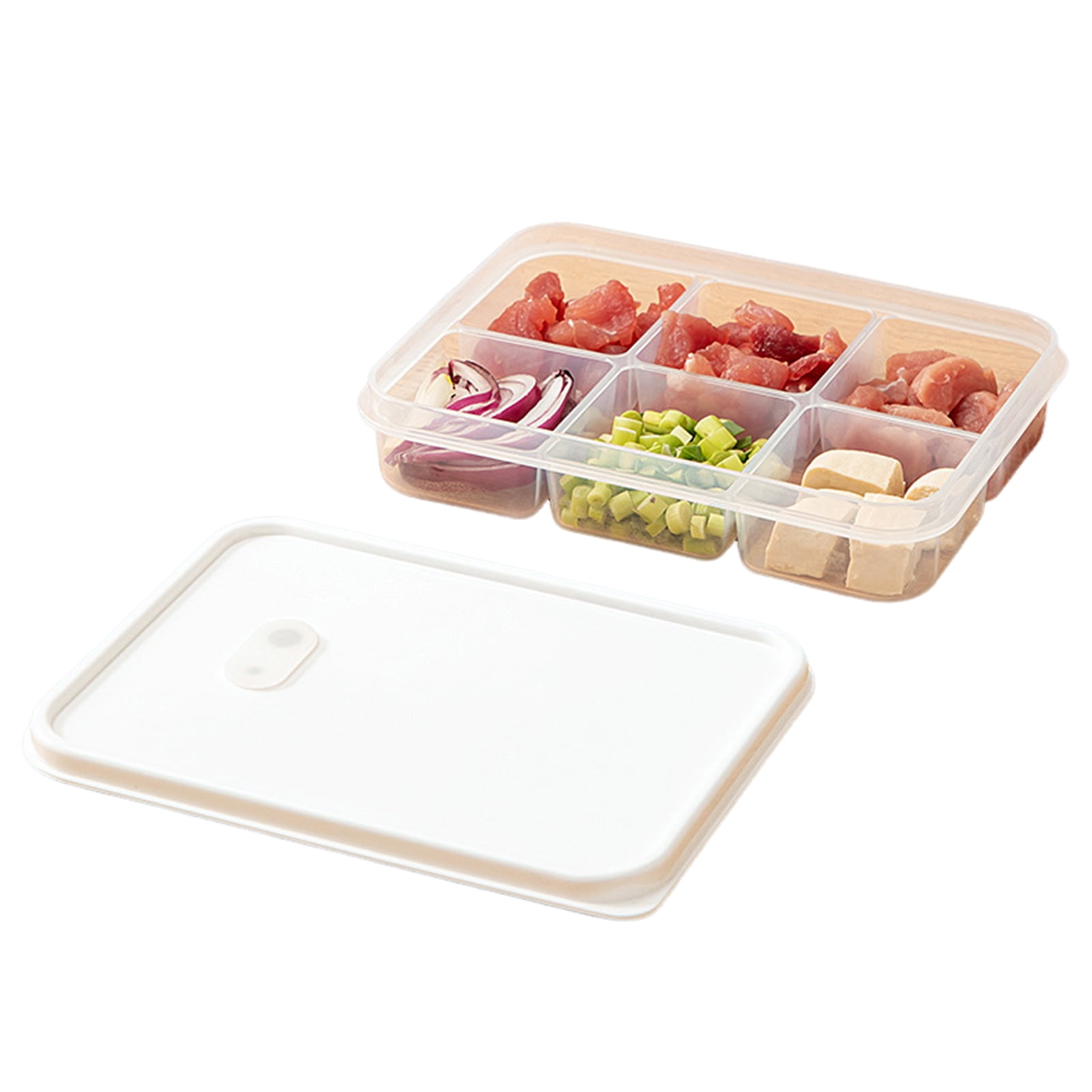 uawhw Crisper Box,Transparent 4/6 Compartments Good Seal Leak-proof ...