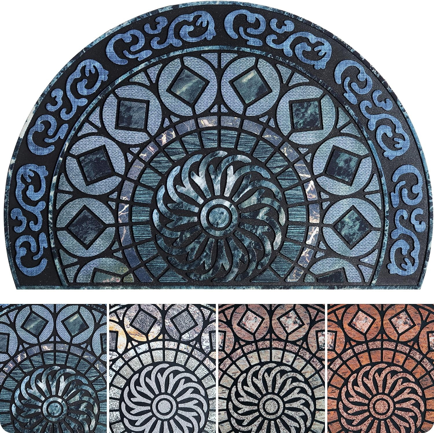 Spring Half Circle Rug - Front Door Mat Outside Entrance - Half Moon ...