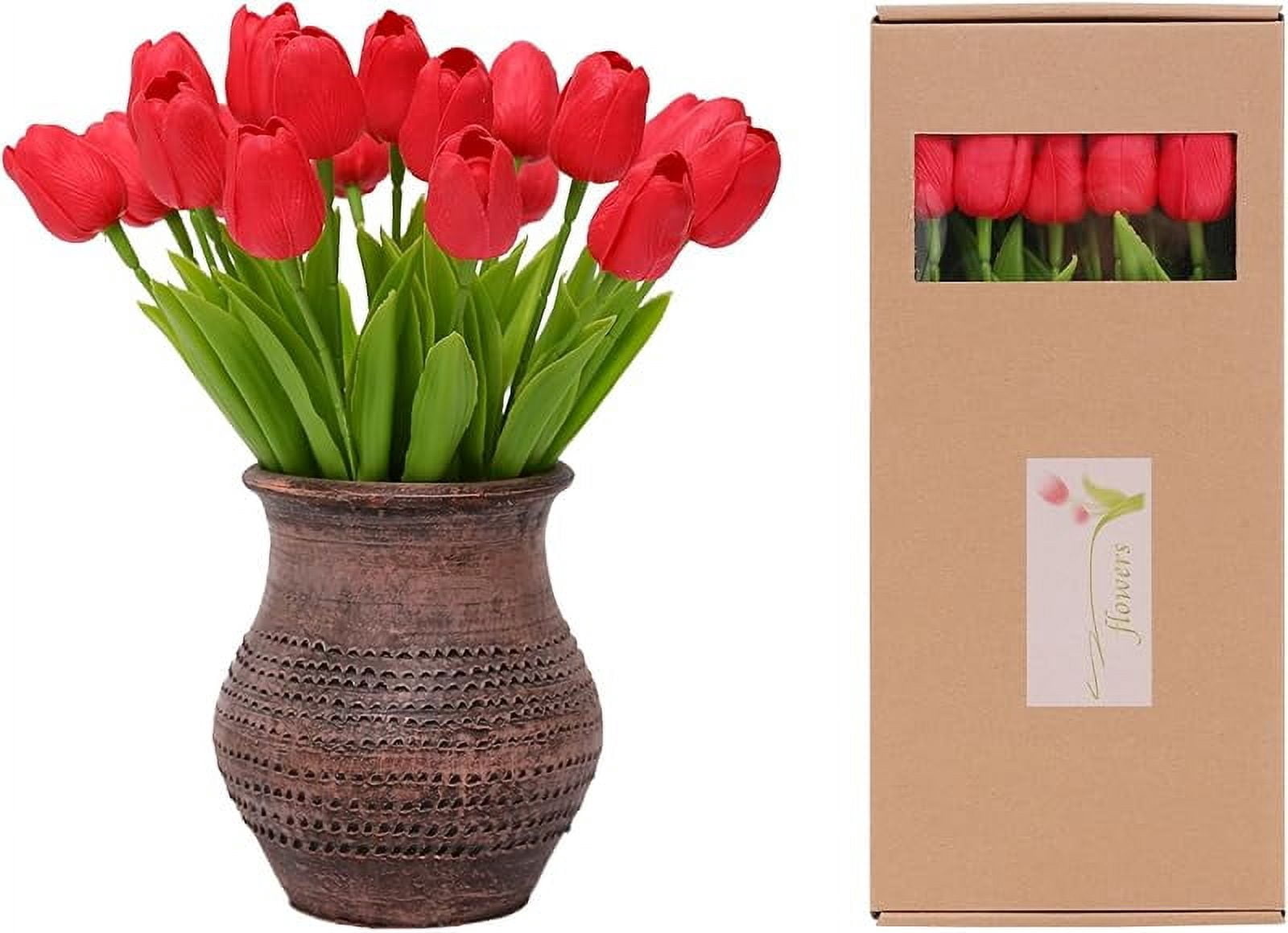 ucky 20 Pcs Light Pink Artificial Tulip Silk Fake Flowers Realistic ...