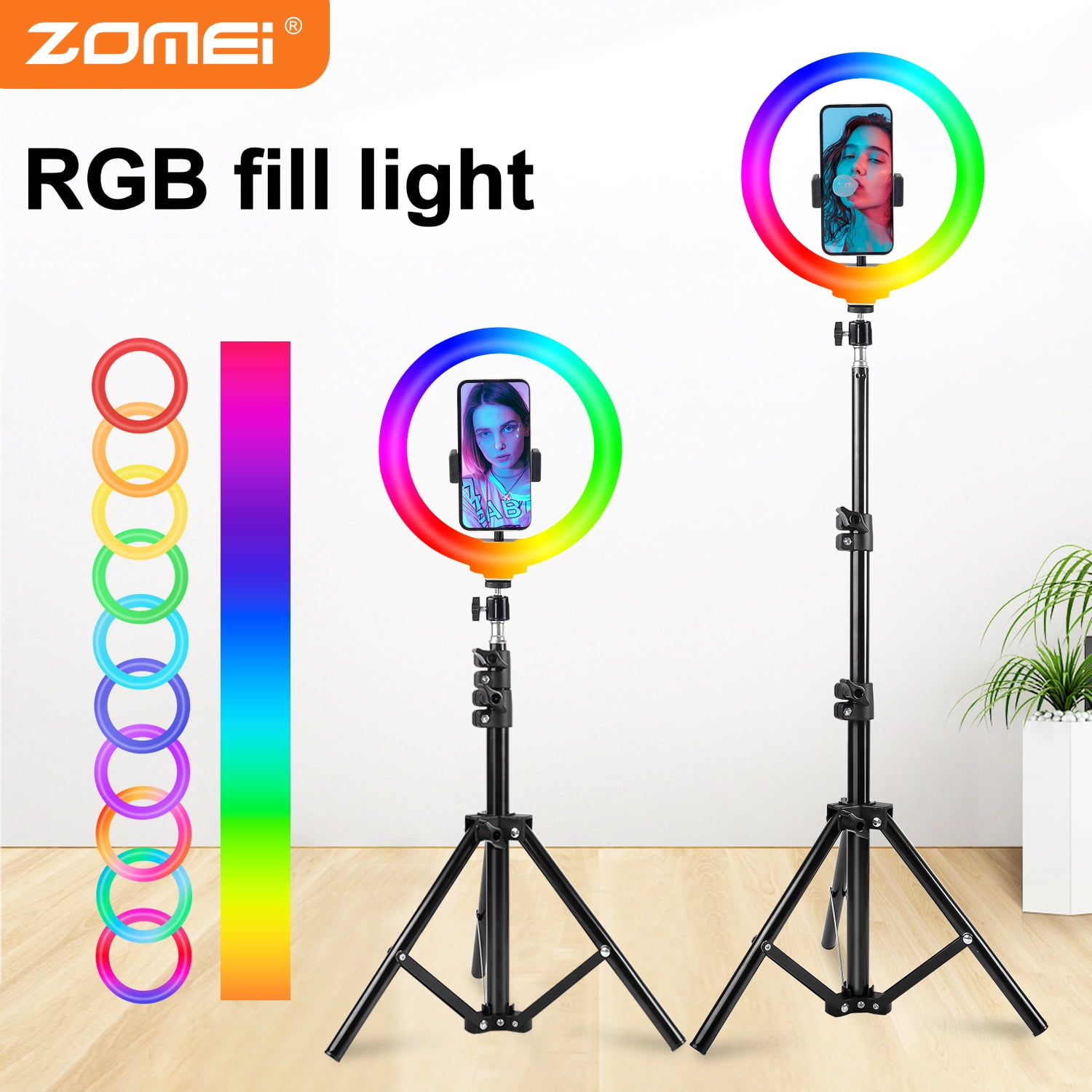 uegogo 10" Selfie Ring Light with Tripod Stand, 51'' Tall & Phone ...