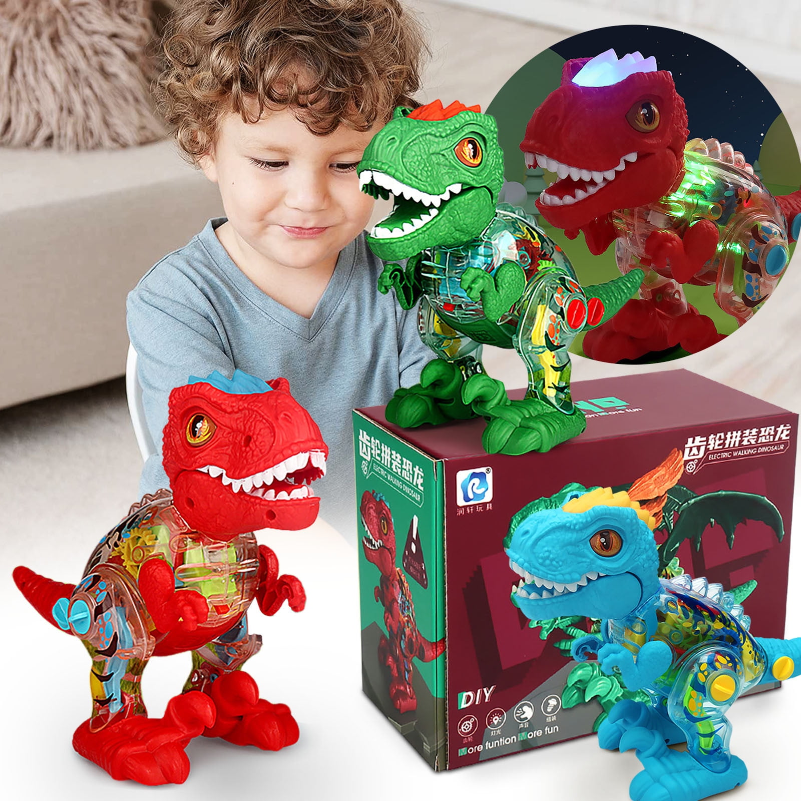 ufehgfjh up to 45% Off Children's Light Up Transparent Dinosaur Toys ...