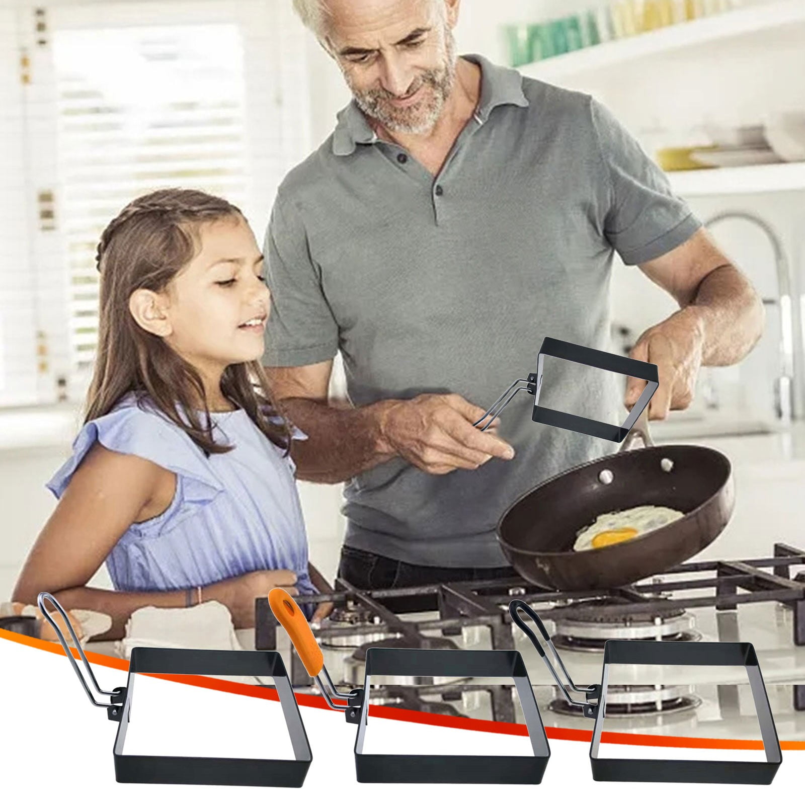 ufehgfjh Handle Stainless Steel Non-stick Ring Frying Meat Pie Tool ...