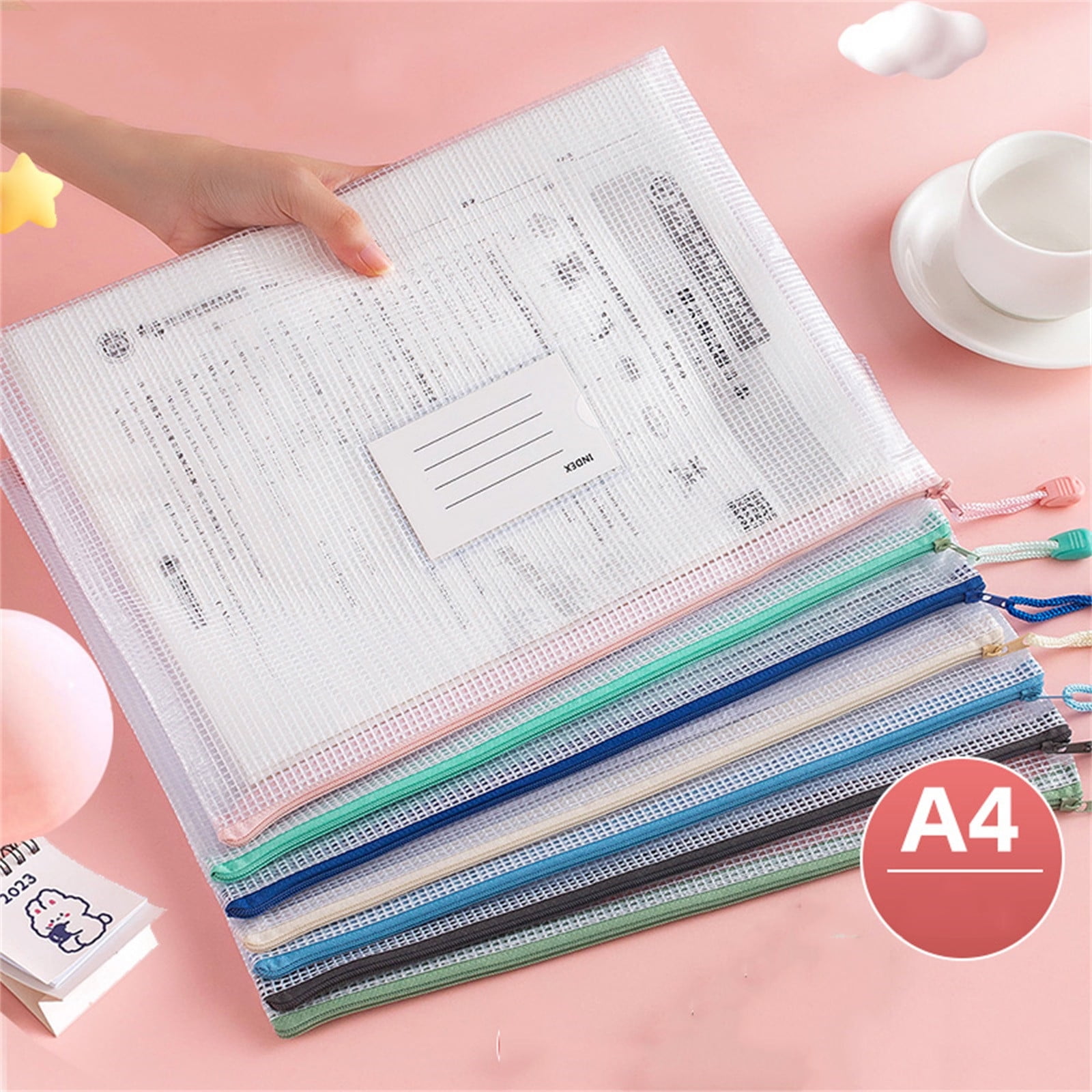 Ufehgfjh Mesh Zipper Bags Document Bag A4 Document Pouches File Folders