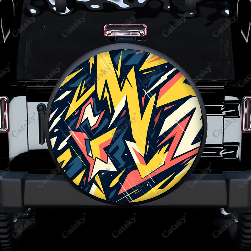 uflage Pattern With Lightnings Polyester Universal Spare Wheel Tire ...
