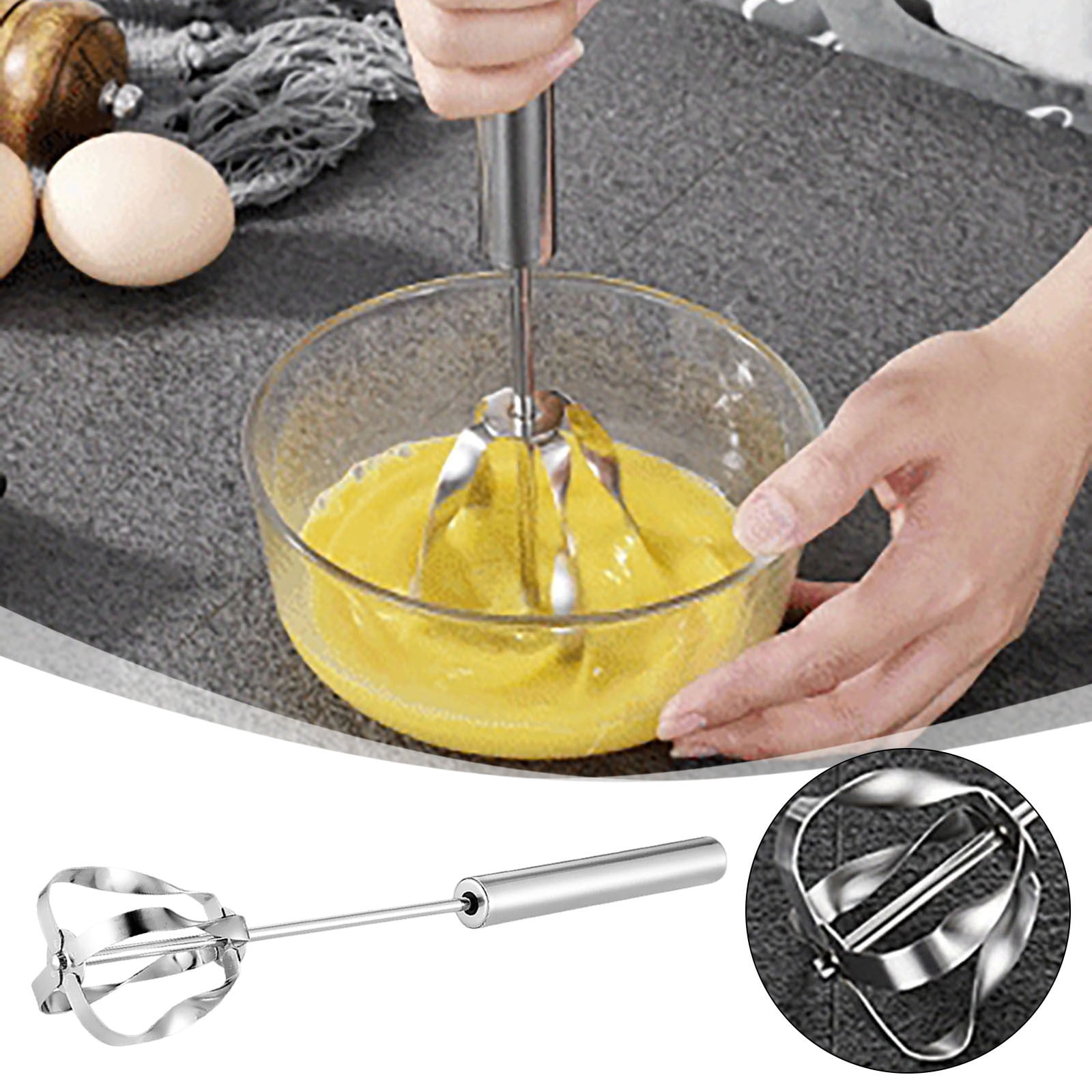 uhnmk 2025 New Stainless Steel Semi Automatic Whisk Wider Whisk Head ...