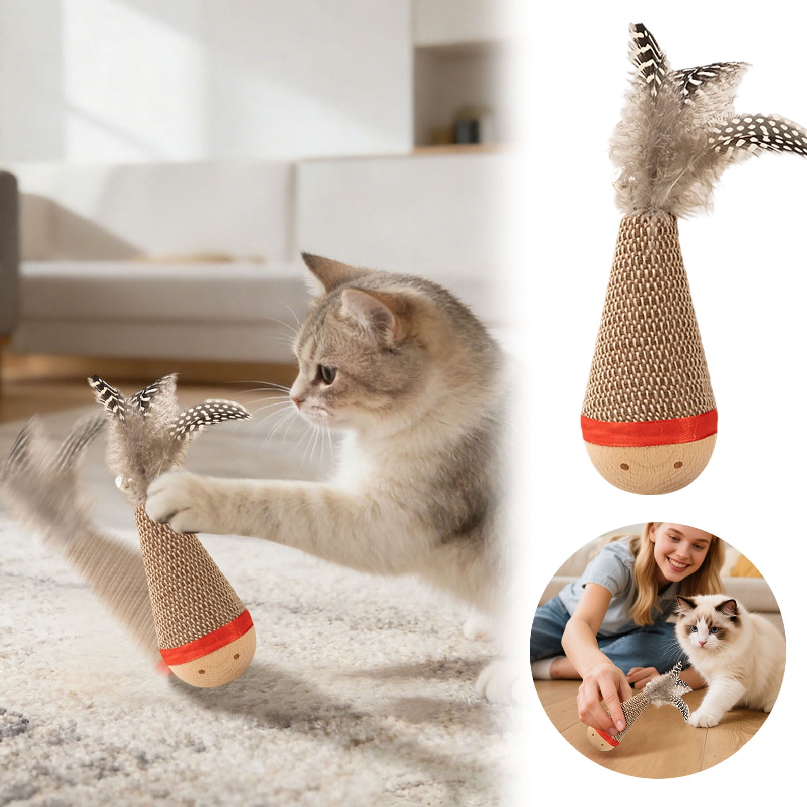 uhnmki Cat Scratch Board Sisal Stress Relieving Game Interactive ...