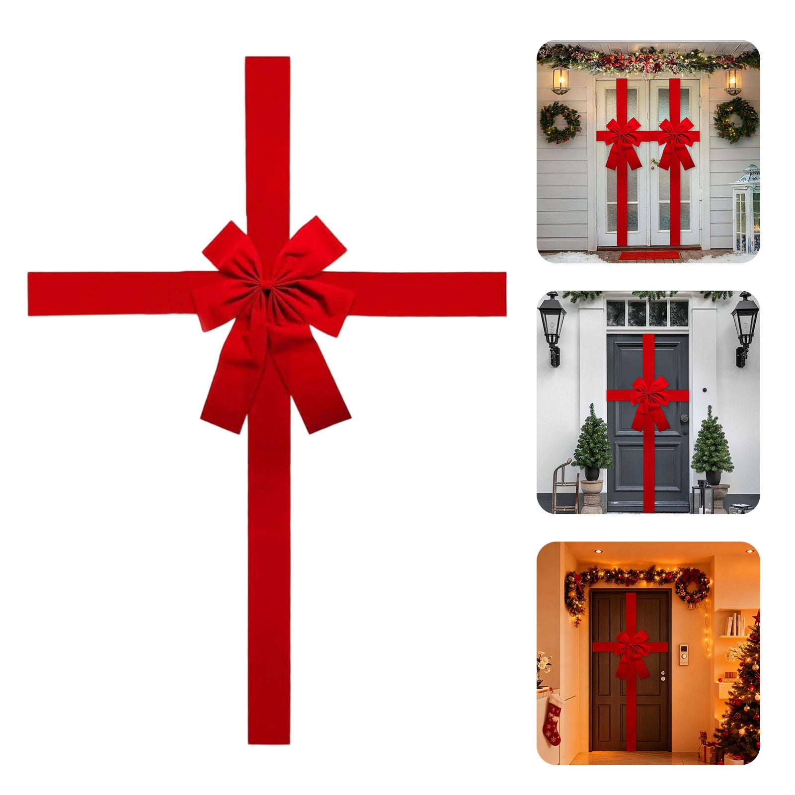 uhnmki Extra Large topper Bow Xmas Red Velvet Bow for Home Wreath Wall ...