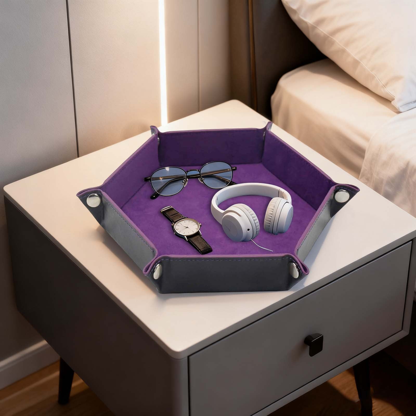 uhnmki Hexagon Dice Tray with Foldable Storage for Tabletop Gaming and ...