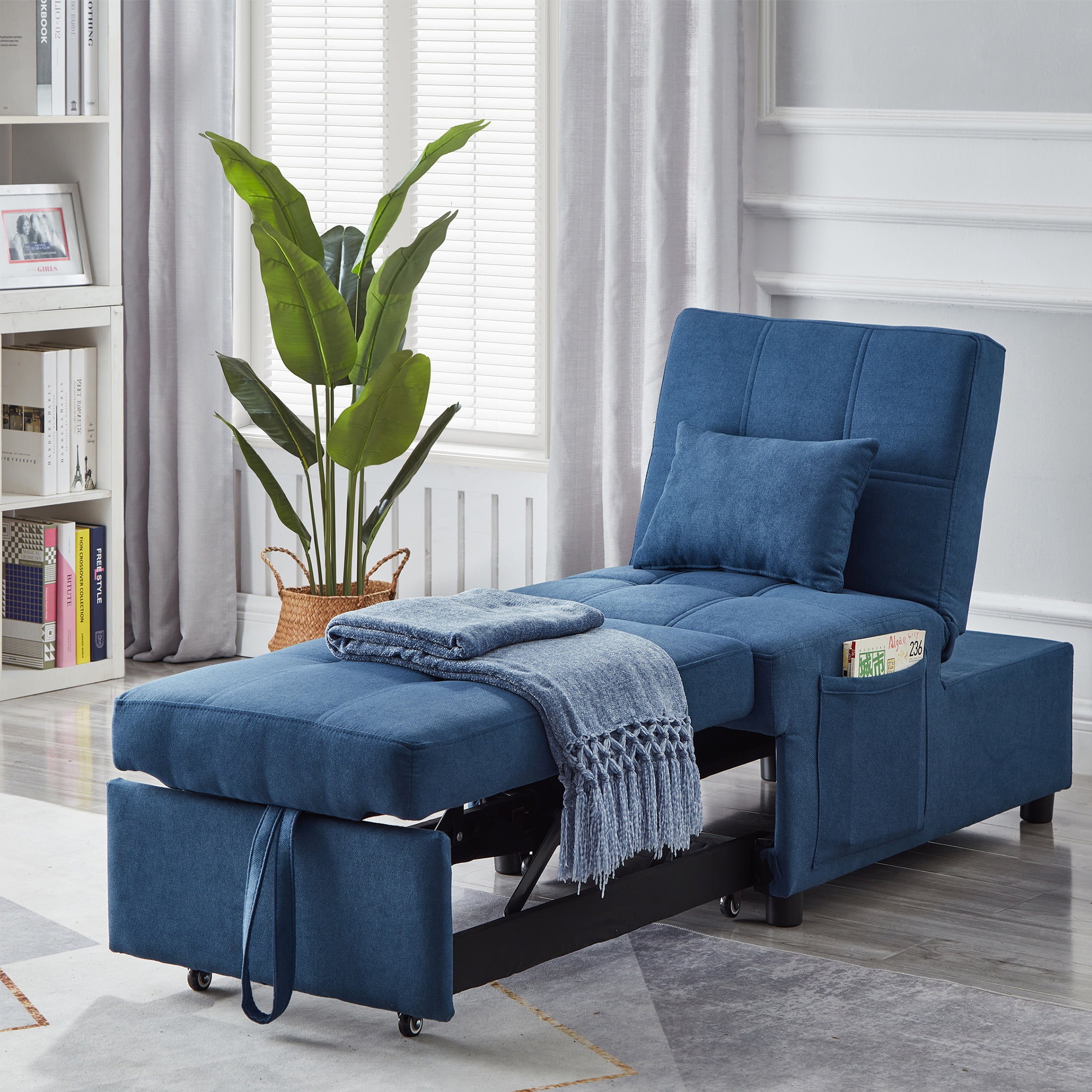 Uhomepro Convertible Folding Sofa Bed Chair for Small Spaces, Blue ...