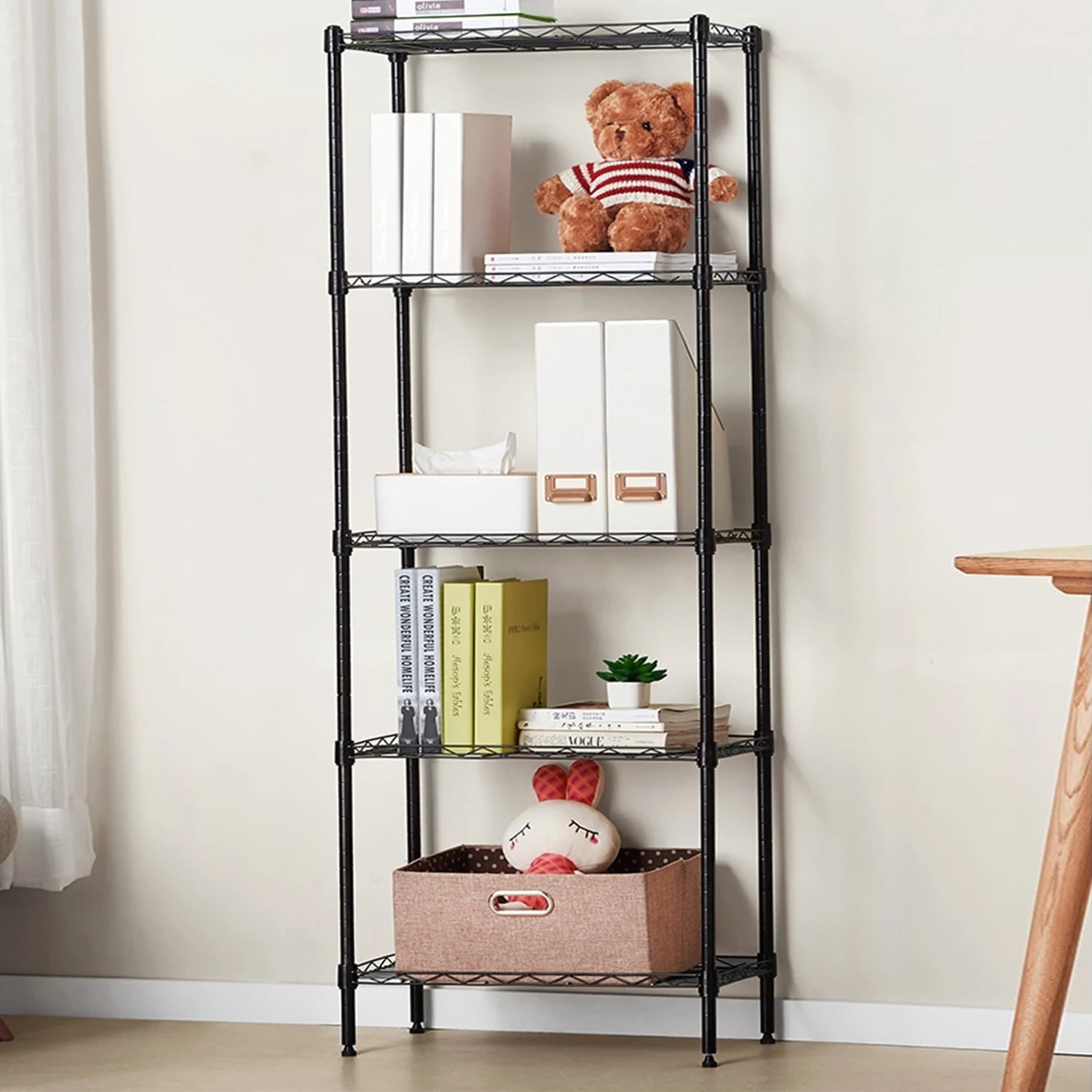 uhomepro Heavy Duty Steel Office Racks, Black 5-Shelf Metal Wire ...