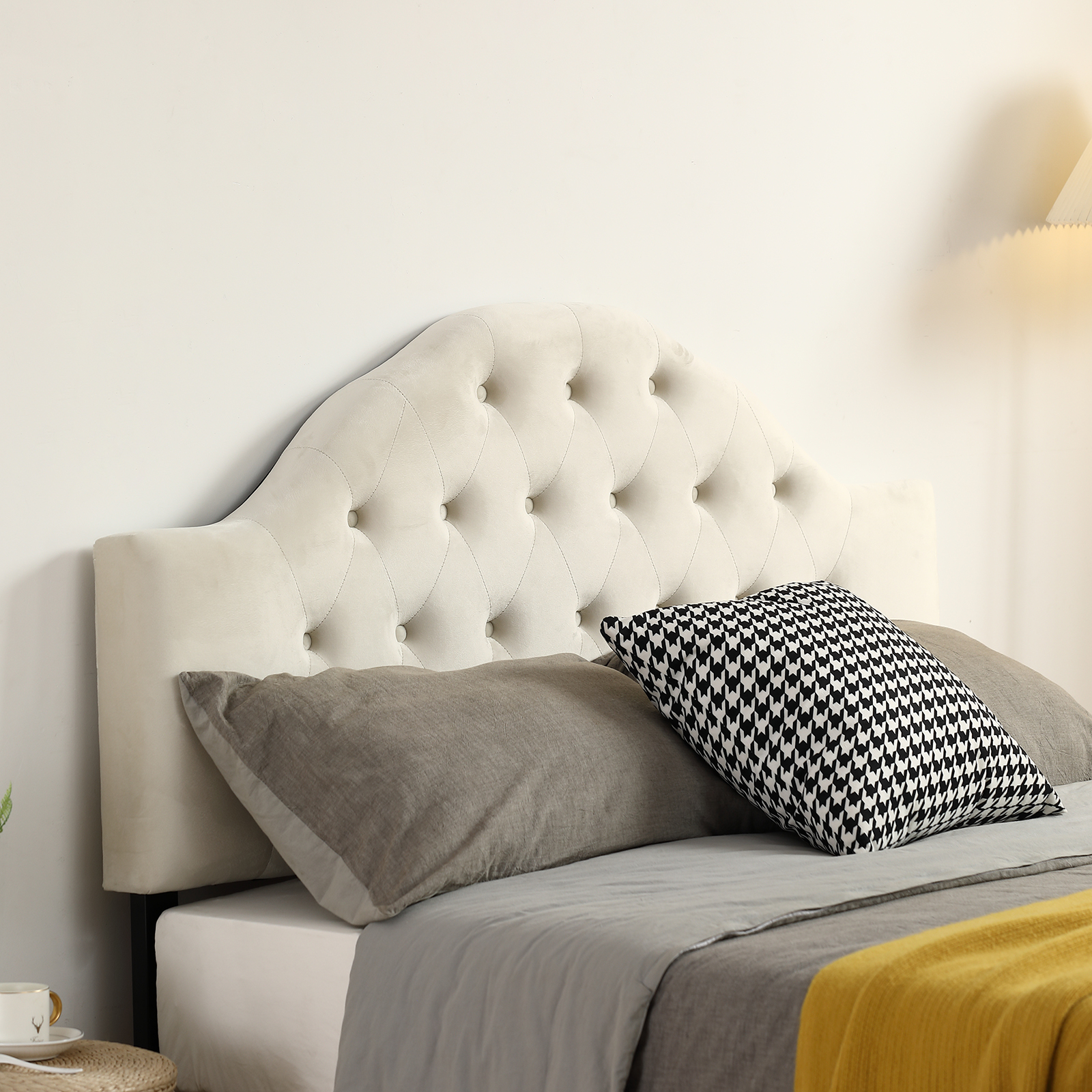 uhomepro Button Tufted Upholstered Headboard Full Size, Adjustable ...